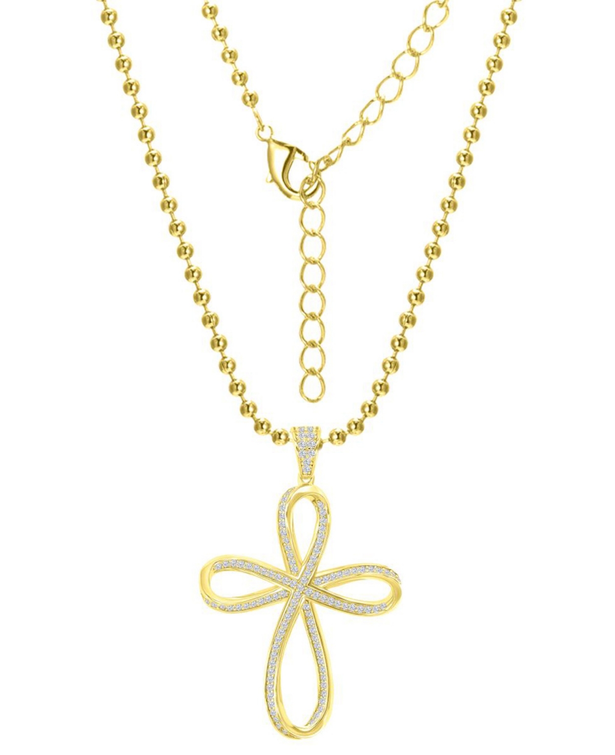 Click here for Macys 14k Gold-Plated Cross Bead Charm Necklace -... prices