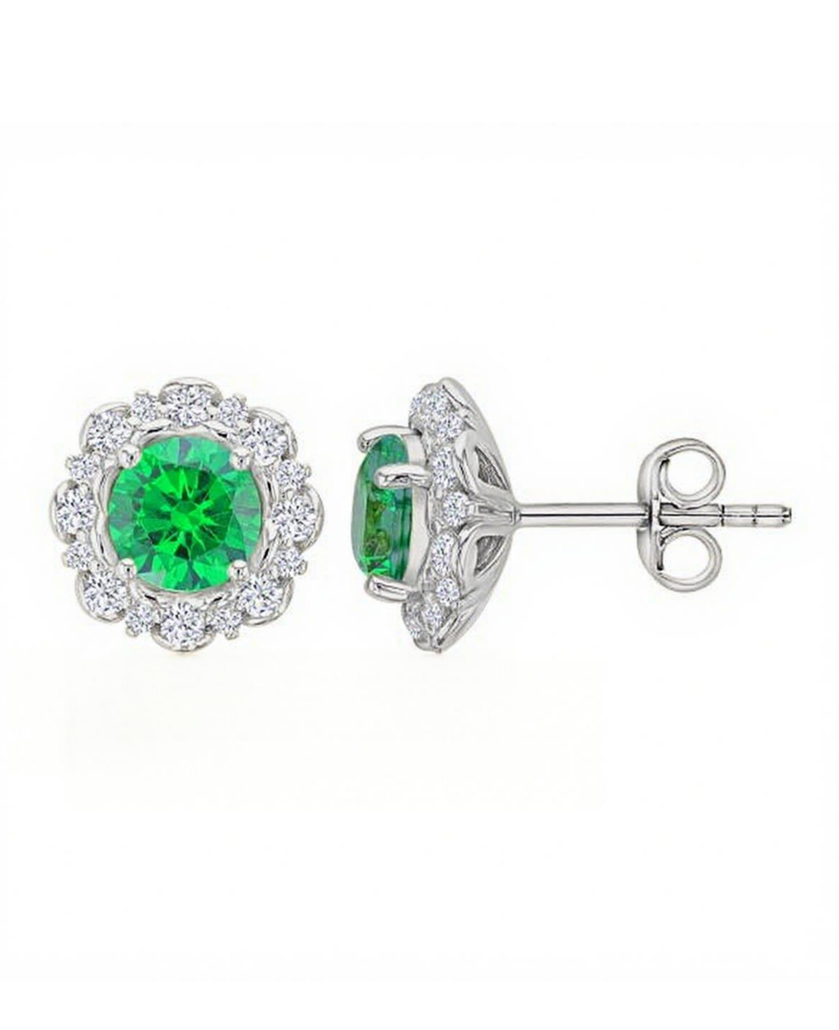 Click here for Macys Green Classic Halo Stud Earrings - Silver prices