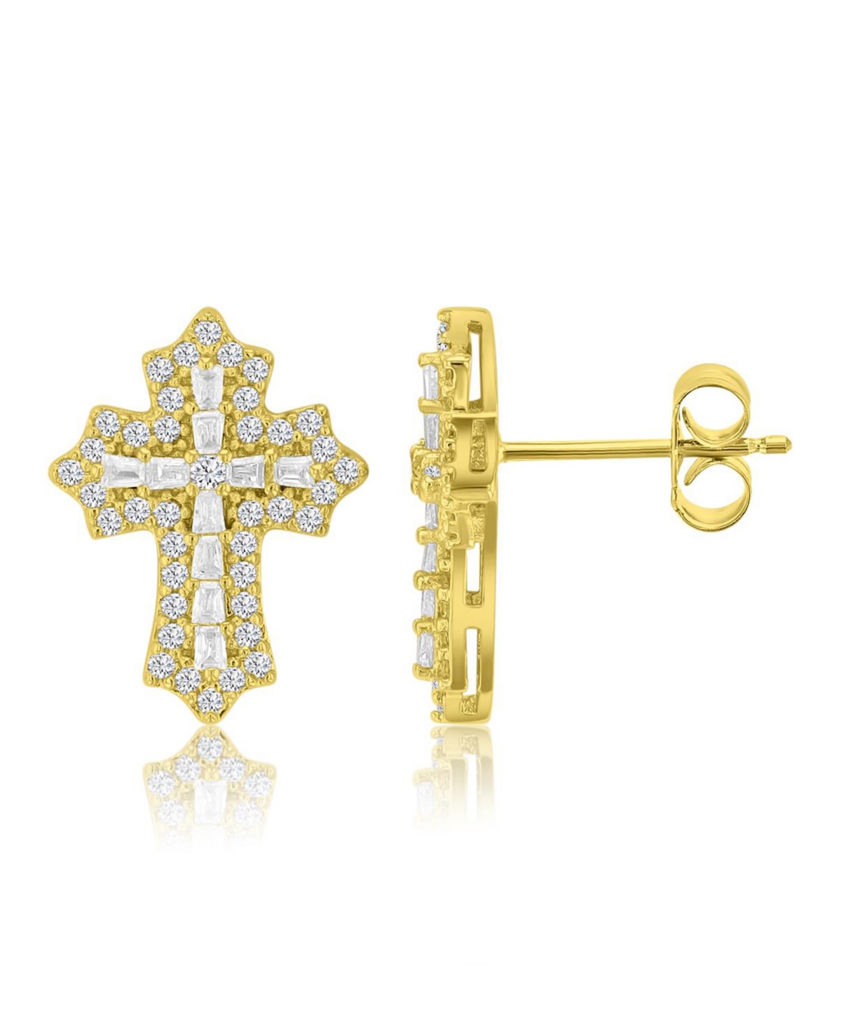 Click here for Macys 14k Gold-Plated Retro Cross Crystal Earrings... prices