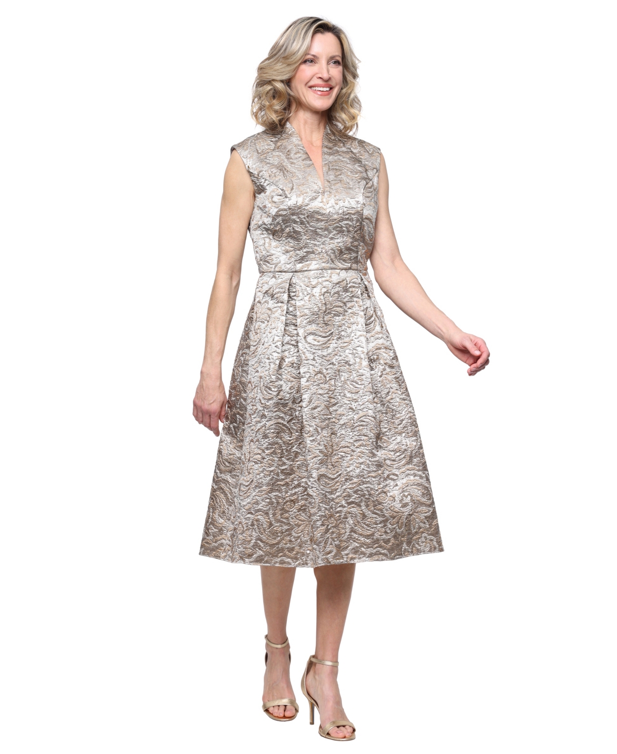 Click here for Alex Evening Womens Midi A-Line Jacquard Dress - C... prices