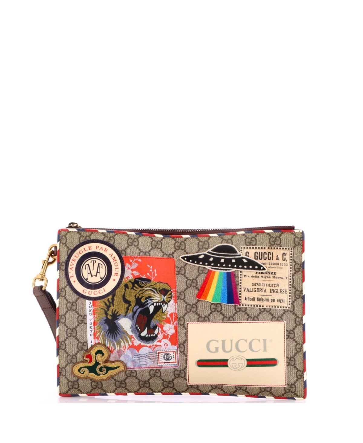 Click here for Pre-Owned Gucci Courrier Pouch Gg Coated Canvas wi... prices