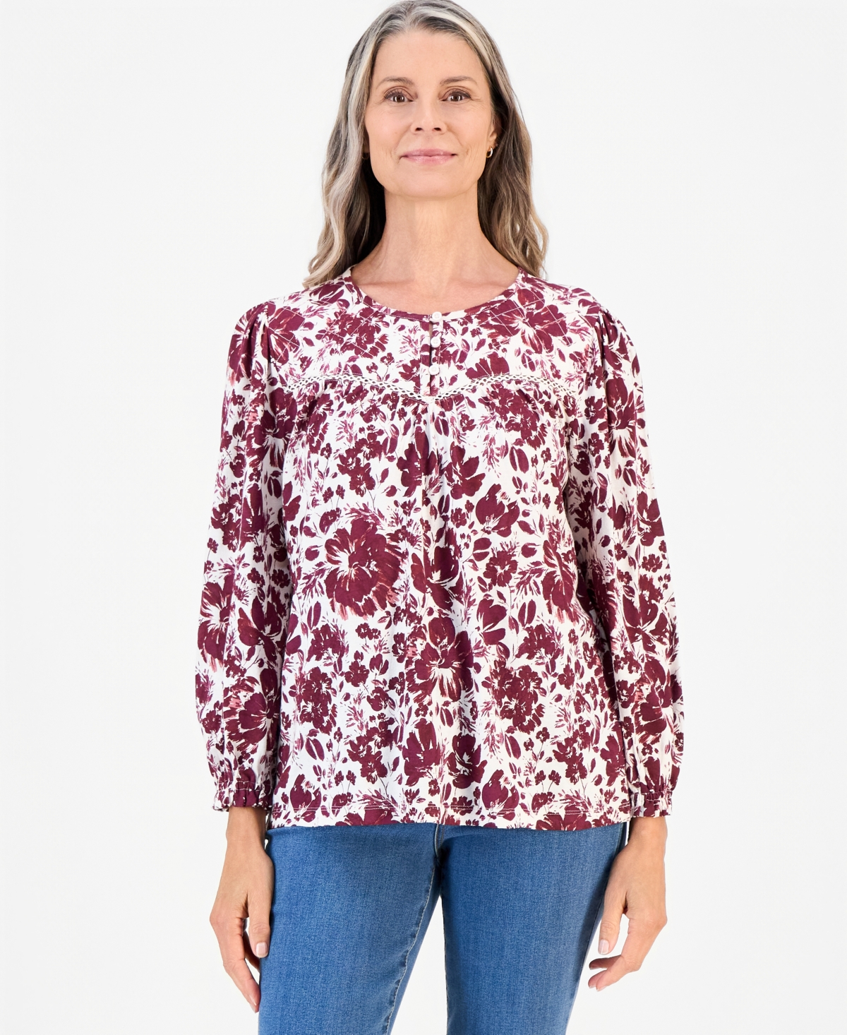 Click here for Style & Co Womens Printed Crewneck Quilted Knit To... prices