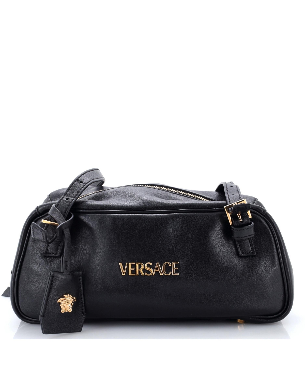 Click here for Pre-Owned Versace Large Tag Bowling Bag Leather -... prices