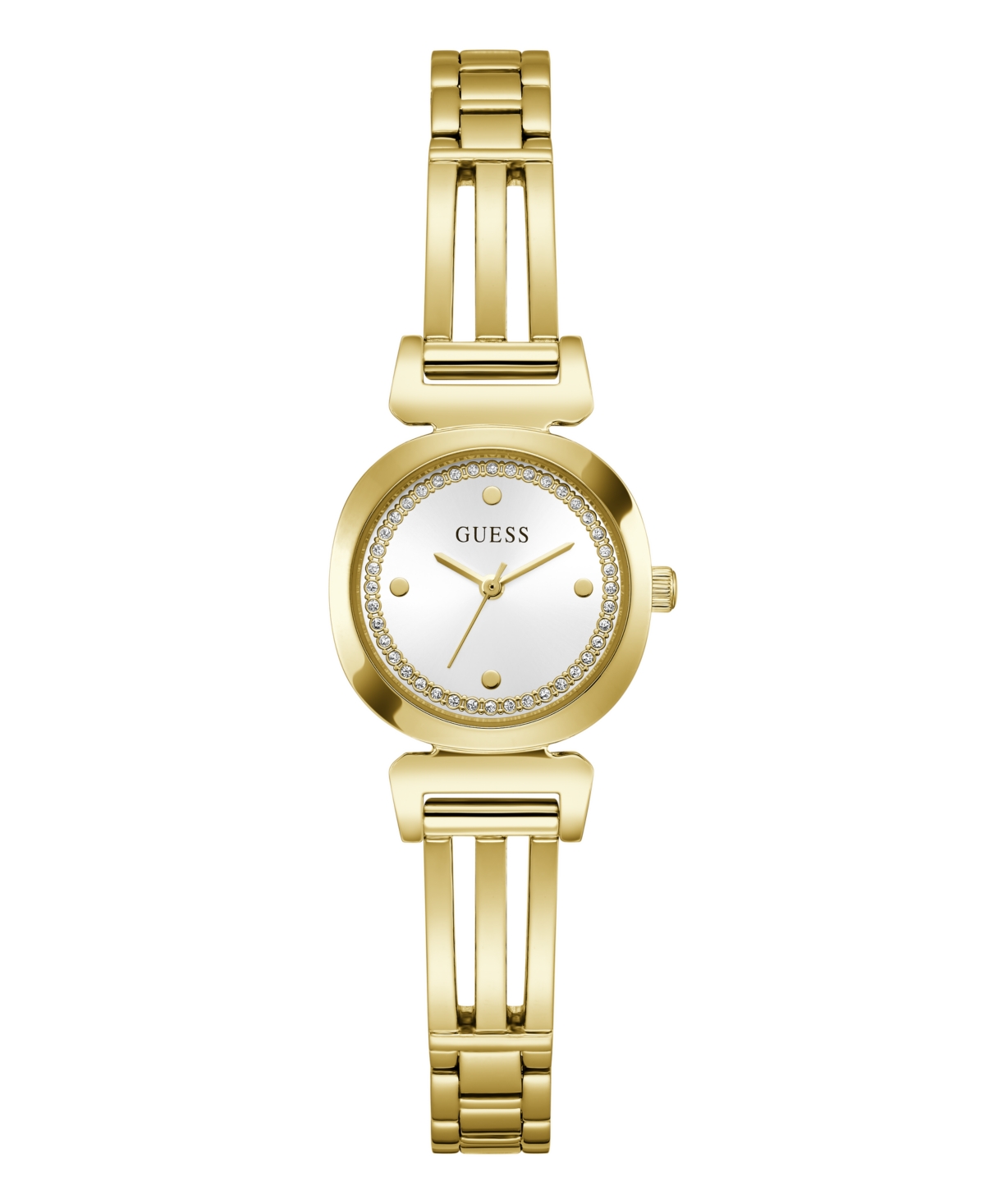 Click here for Guess Womens Quartz Gold-Tone Stainless Steel Watc... prices
