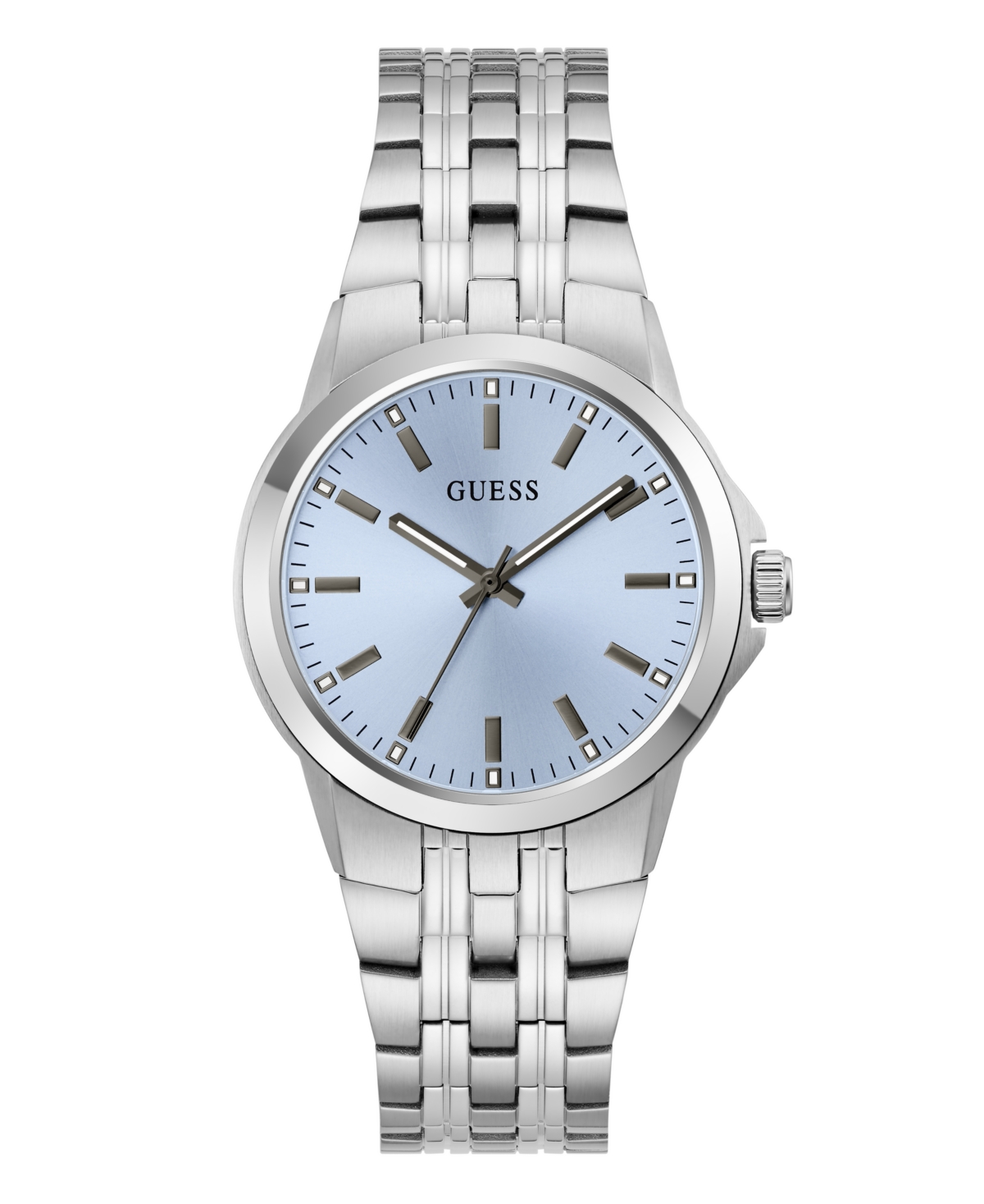 Click here for Guess Mens Quartz Silver-Tone Stainless Steel Watc... prices