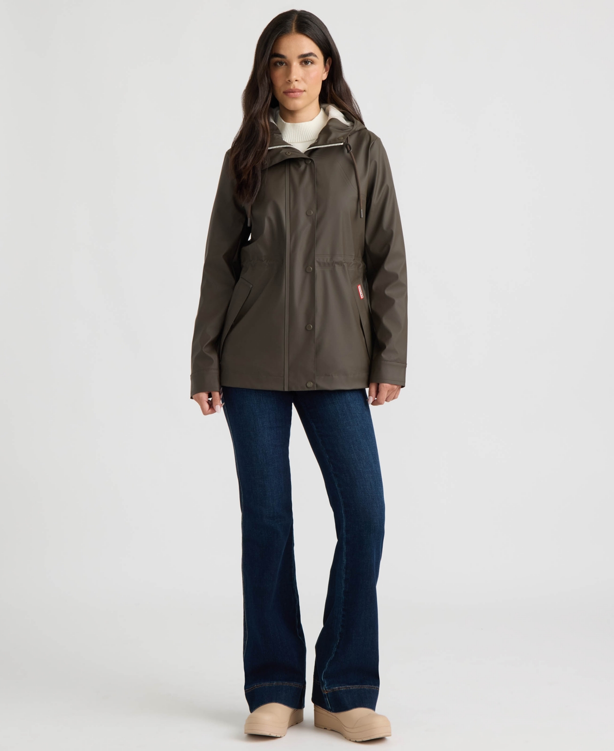 Click here for Hunter Womens Rubberized Anorak Coat - Brownie prices