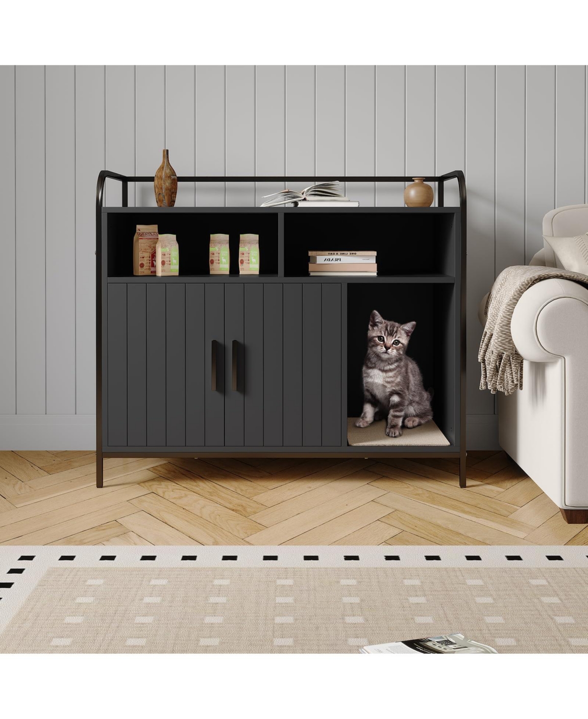 Click here for homfan 37.4 Litter Box Enclosure Hidden Bathroom C... prices