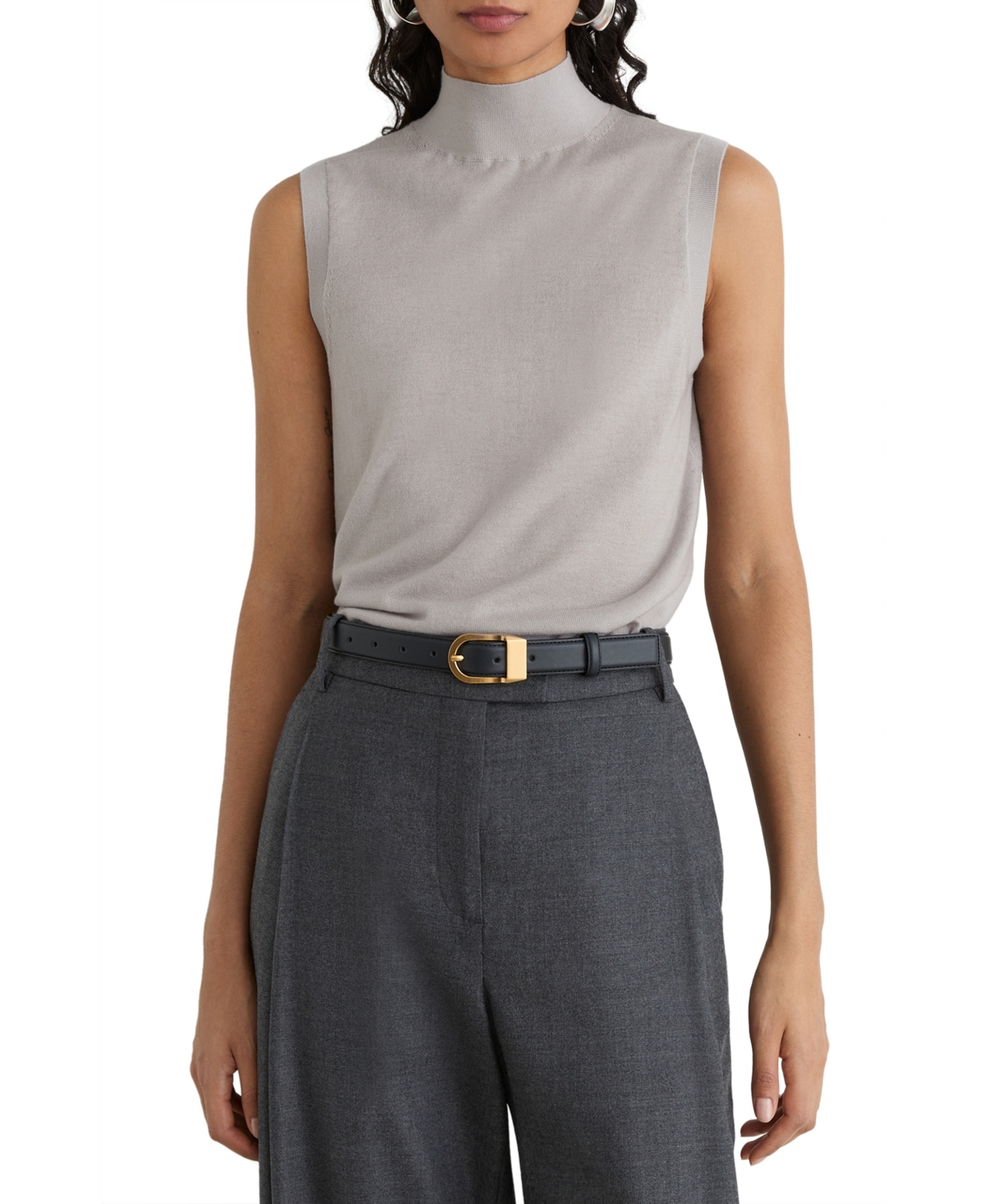 Click here for Reiss Womens Evelyn Merino Sleeveless Top - Gray prices