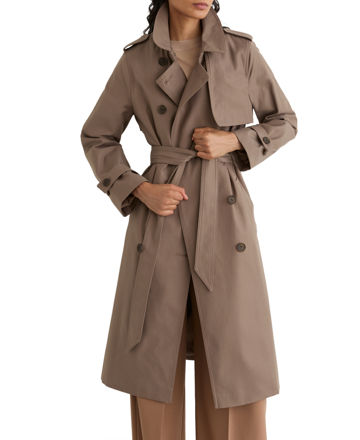 Click here for Reiss Womens Azura Hooded Insert Trench Coat - Tau... prices