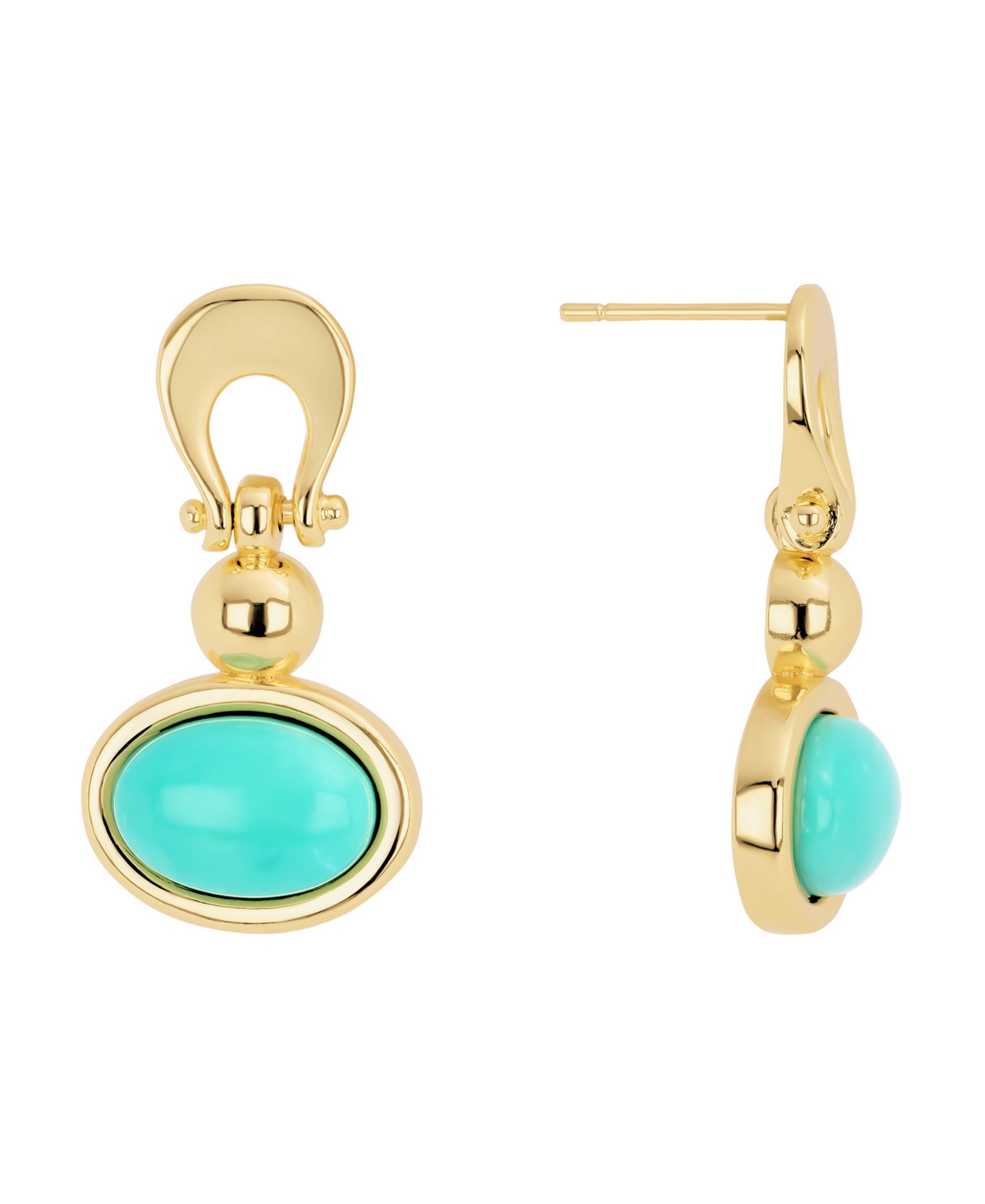 Click here for Macys Gold-Plated Howlite Turquoise Oval Drop Earr... prices