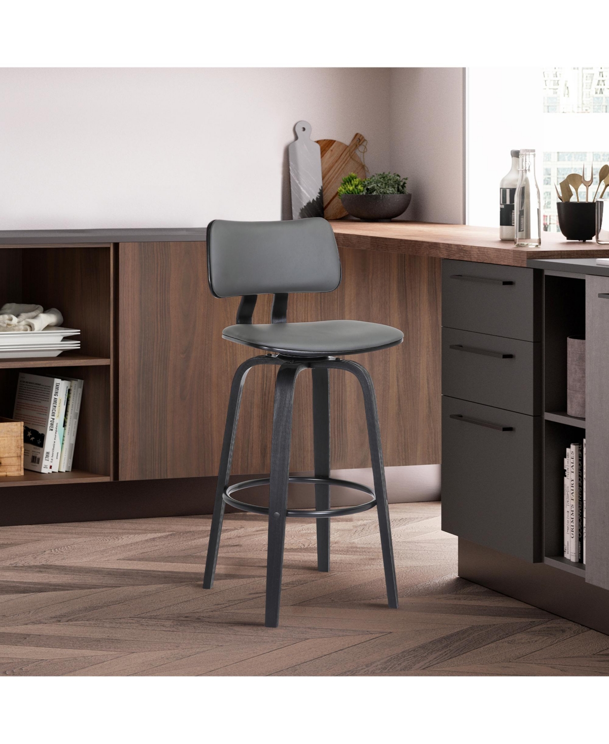 Click here for Clihome Leather Swivel Bar Stool with Wood Legs  M... prices