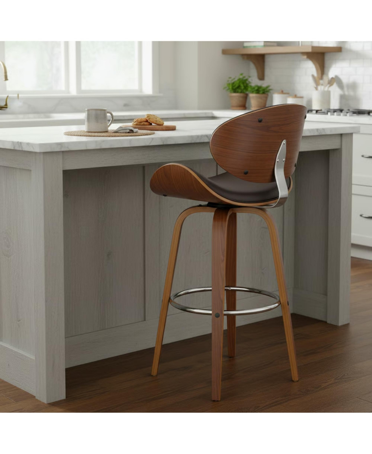 Click here for Clihome Leather Swivel Bar Stool with Light Wood L... prices
