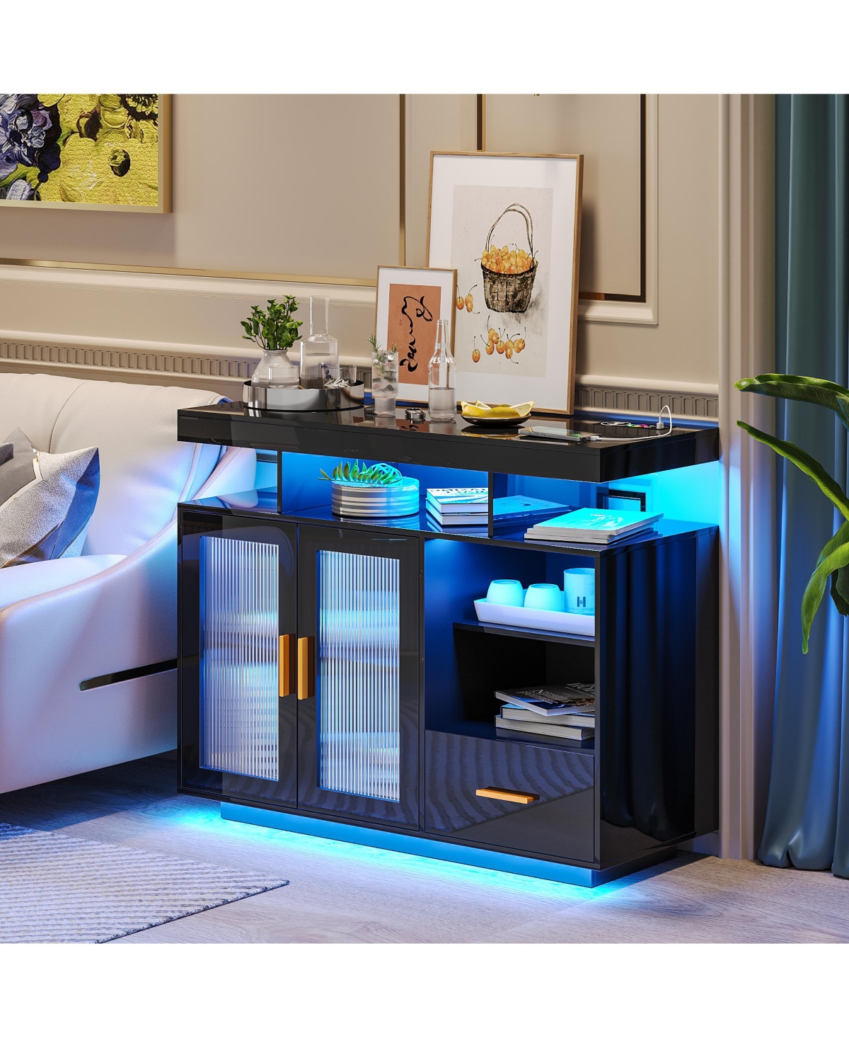 Click here for Vlsrka Modern Led Coffee Bar Cabinet with Acrylic... prices