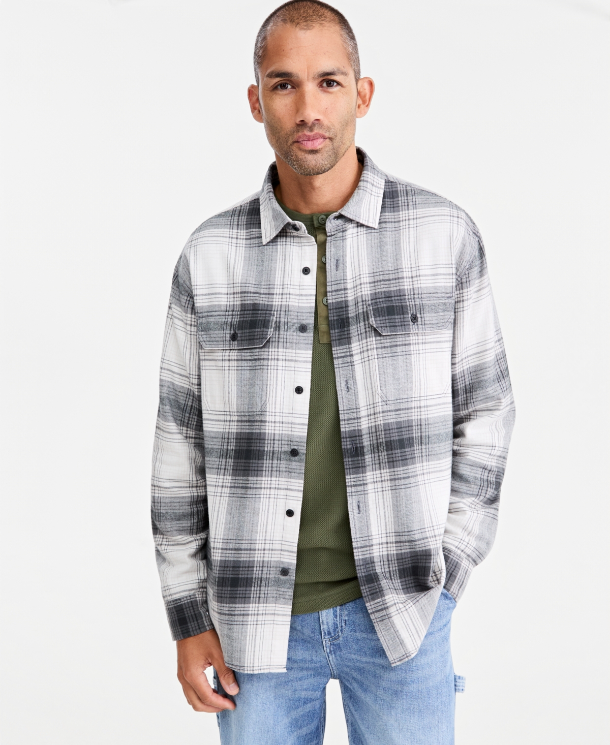 Click here for Sun + Stone Mens Isaac Plaid Flannel Shirt  Macys... prices