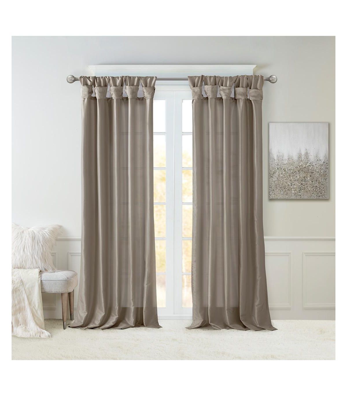 Click here for Avobird Twist Tab Lined Window Curtain Panel Pewte... prices