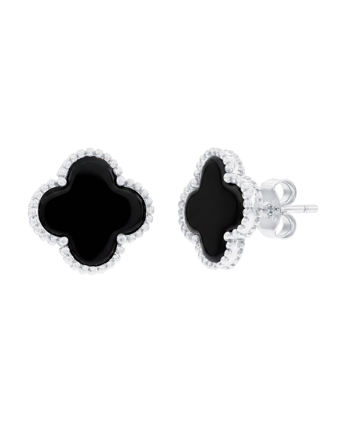 Click here for Simona Sterling Silver Onyx Clover  Beaded Outline... prices