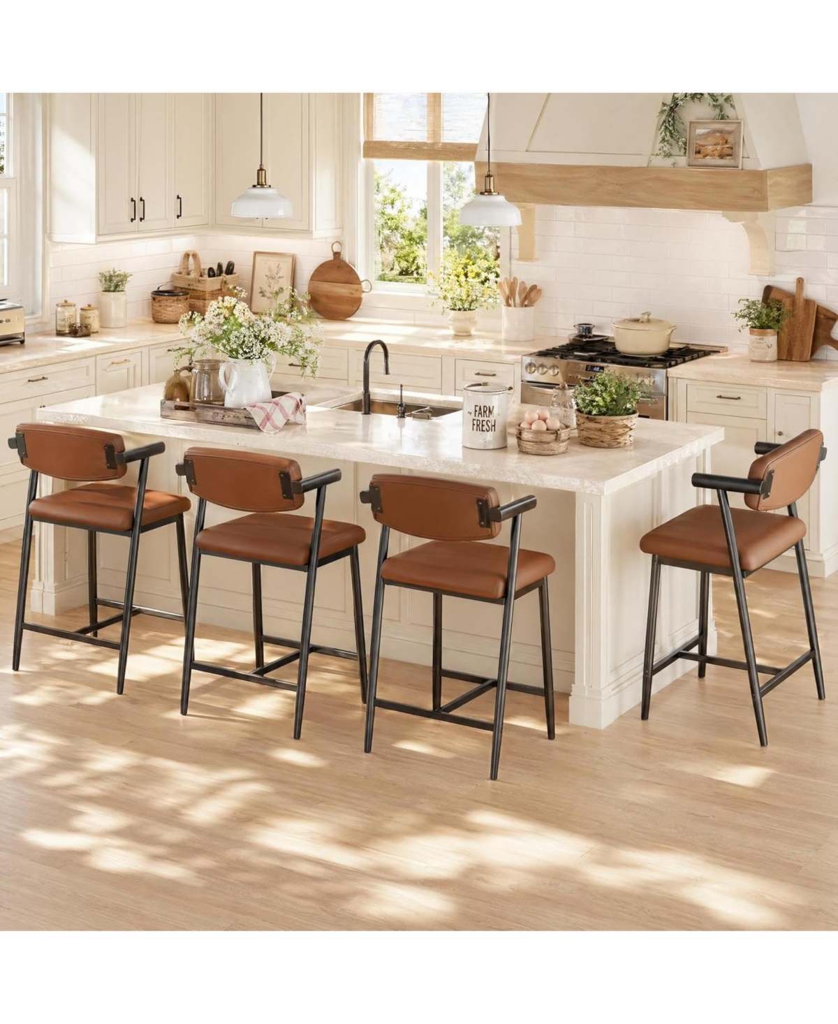 Click here for homfan Set of 4 Counter Height Bar Stools with Arm... prices