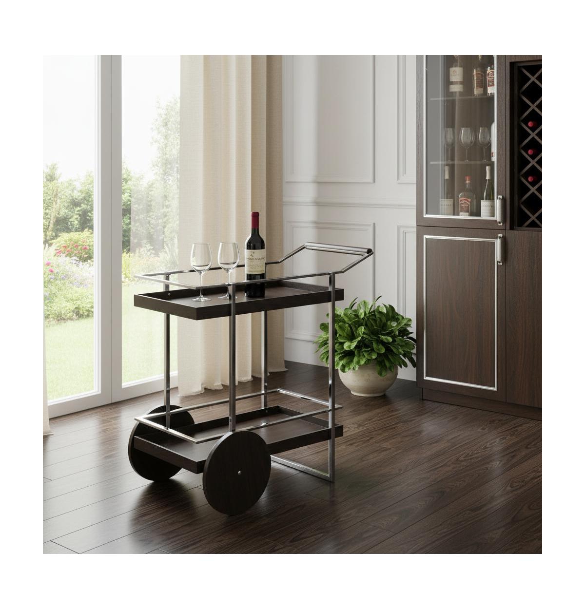 Click here for HomeRoots 34 Iron and Wood Rolling Bar Cart - Brow... prices