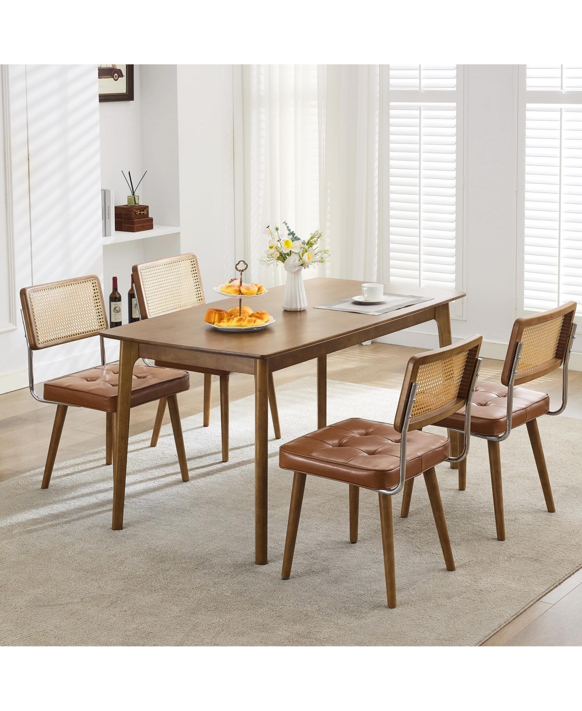 Click here for homfan Upholstered Rattan Dining Chairs with Tall... prices