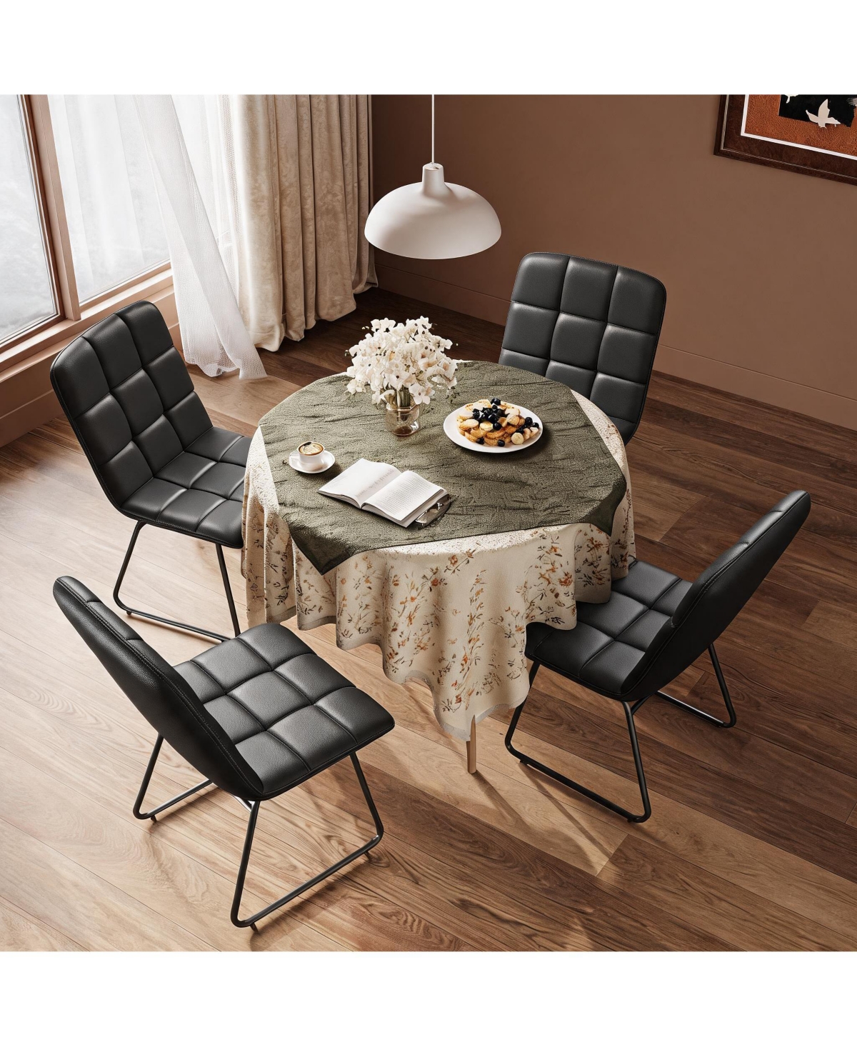 Click here for homfan Faux Leather Dining Chairs Set of 4  High-R... prices