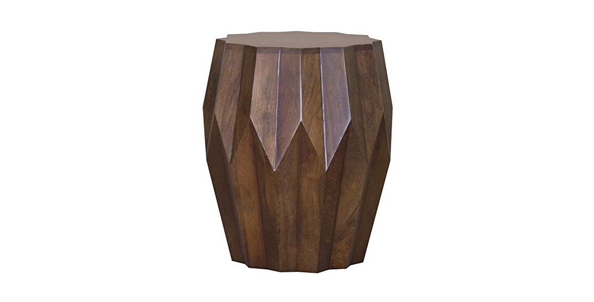 Click here for HomeRoots 23 Solid Wood Drum End Table - No prices