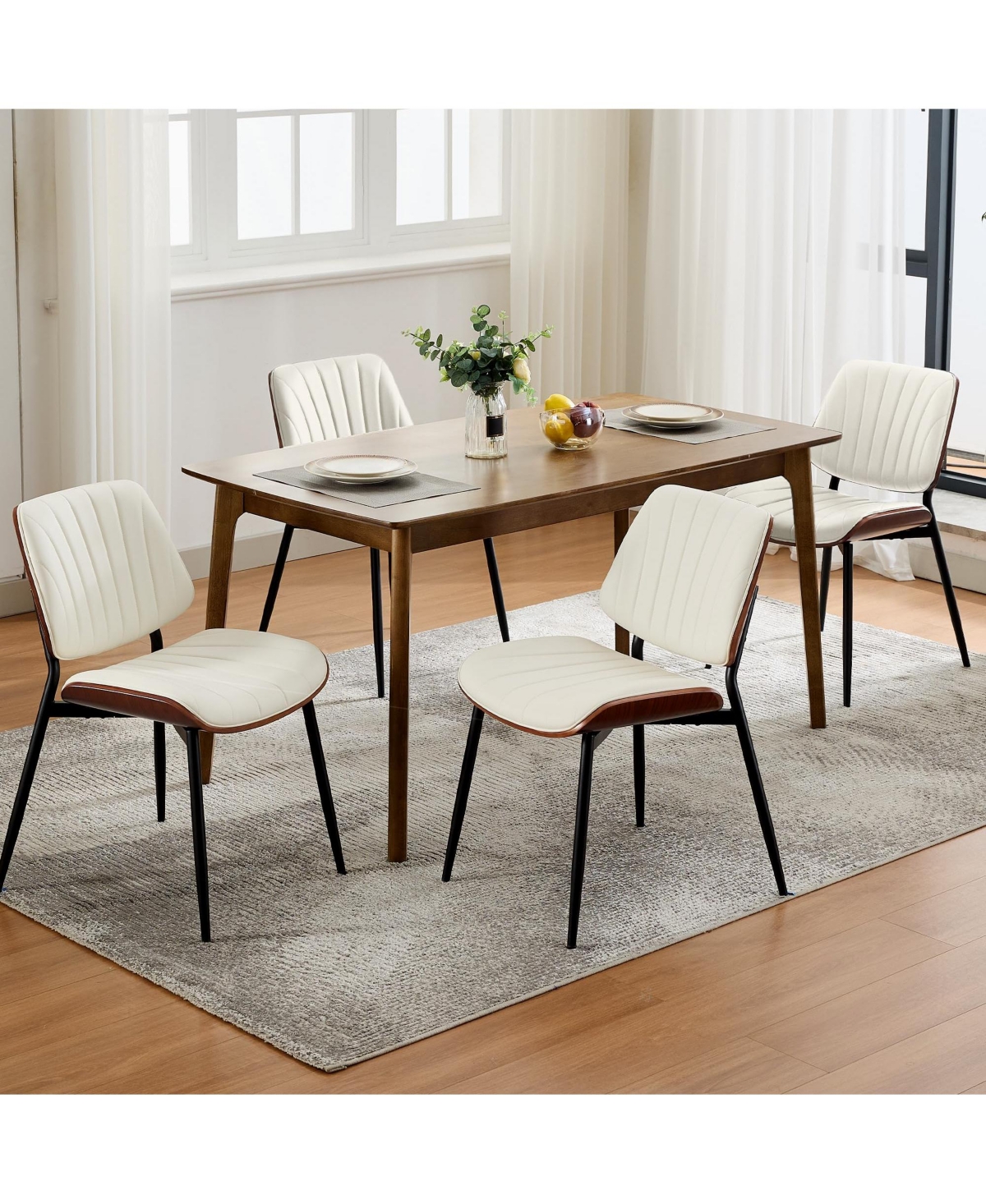 Click here for homfan Mid-Century Upholstered Dining Chairs Set o... prices