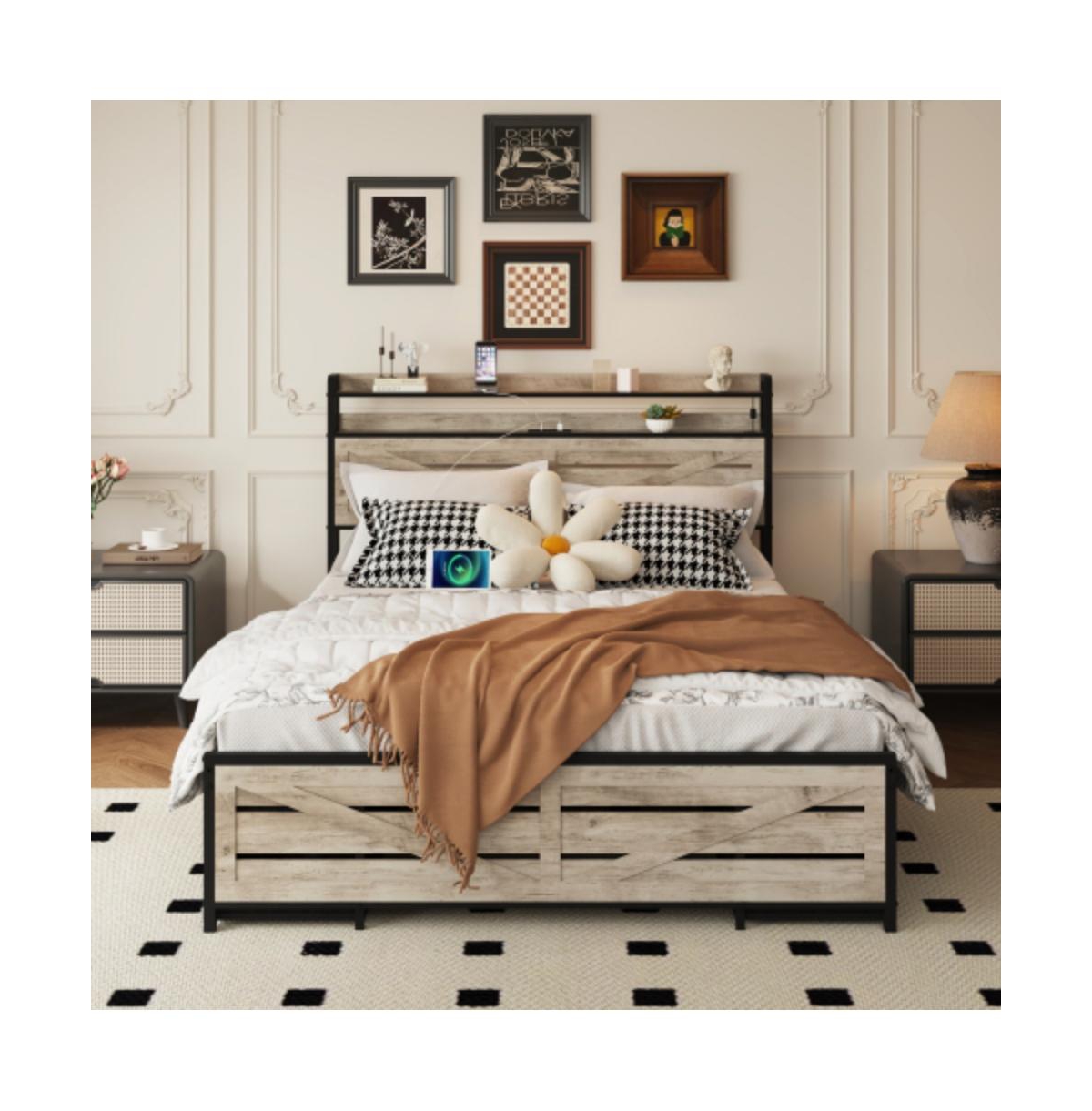 Click here for Lucky One Full Size Bed Frame with Storage Headboa... prices