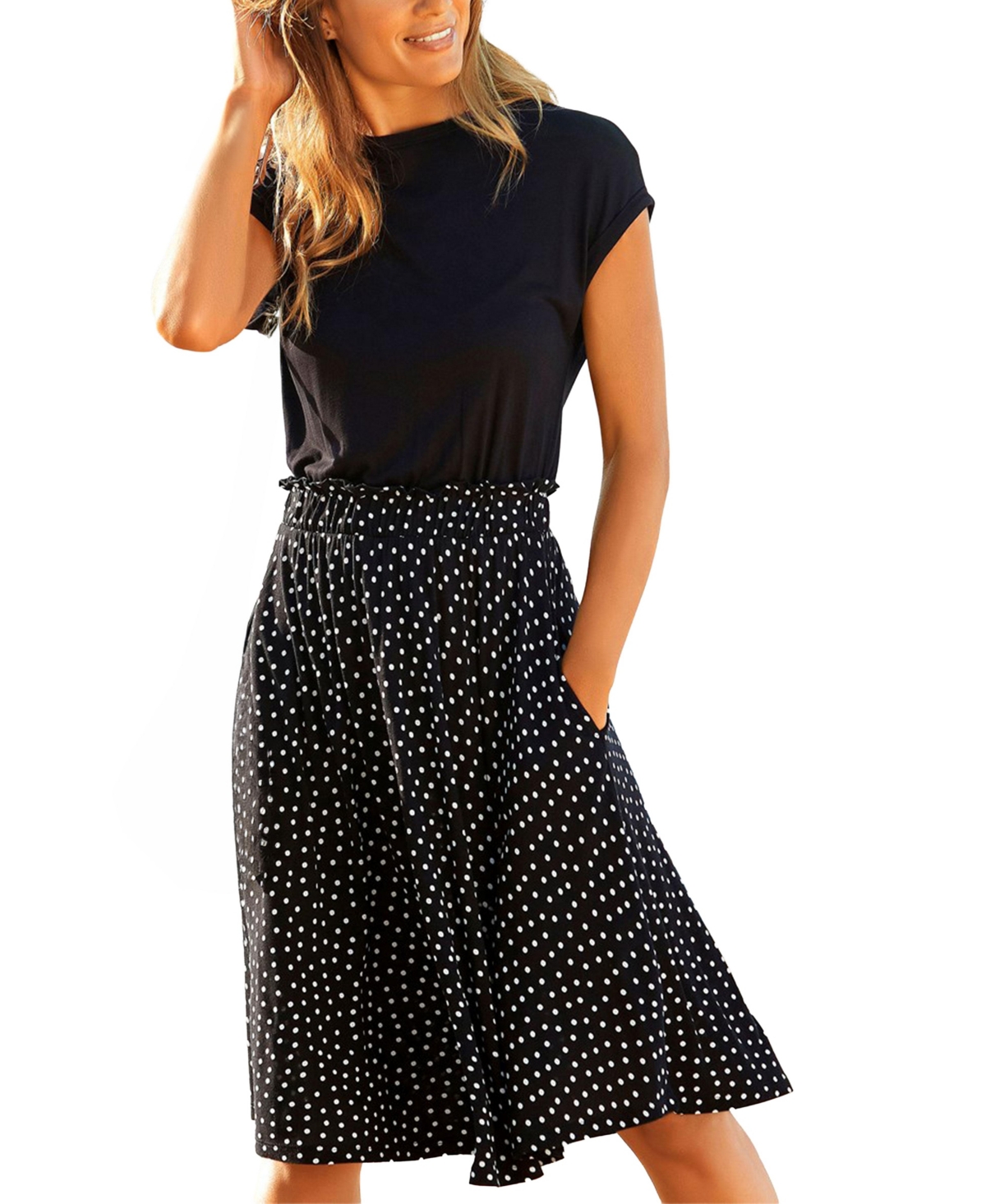 Click here for Lascana Womens Polka Dot 2-In-1 Dress - Black dott... prices