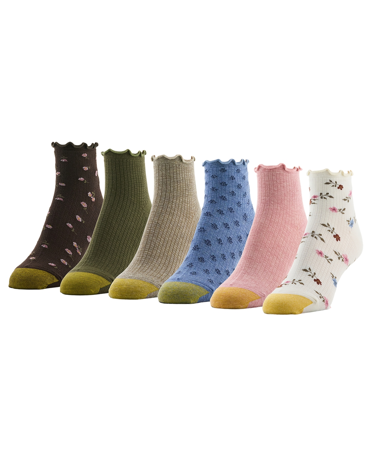 Click here for Gold Toe Womens Lettuce Edge Ribbed Quarter Socks... prices