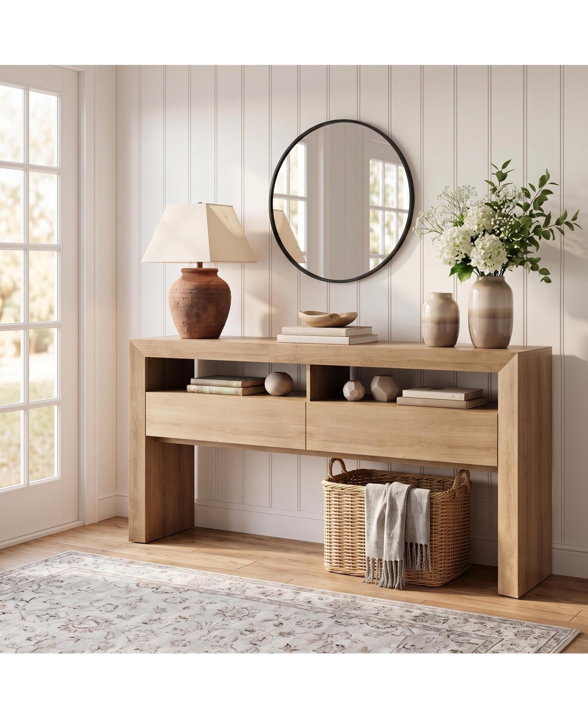 Click here for homfan Console Table with Drawers - 63 Farmhouse E... prices