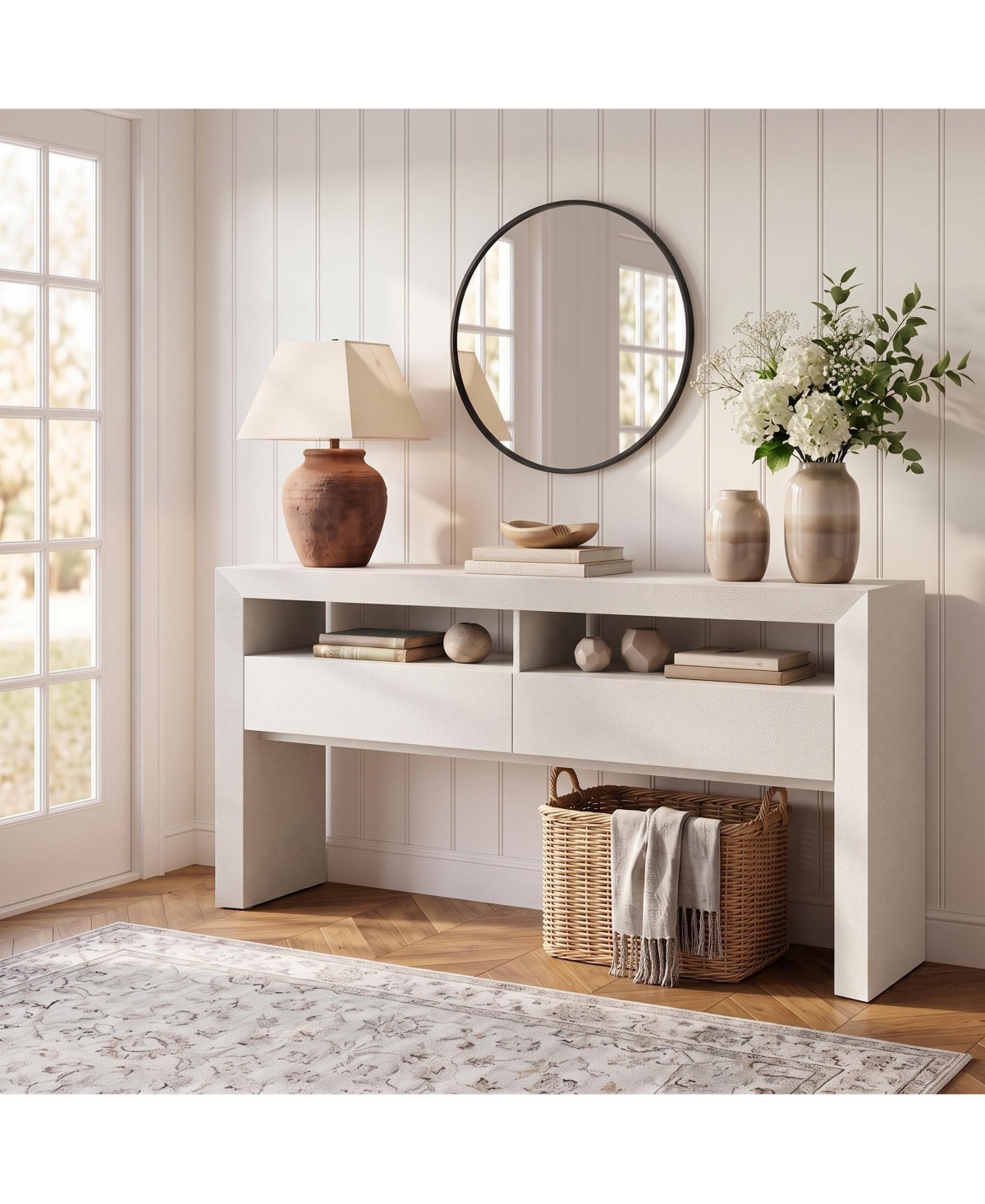 Click here for homfan Console Table with Drawers - 63 Farmhouse E... prices