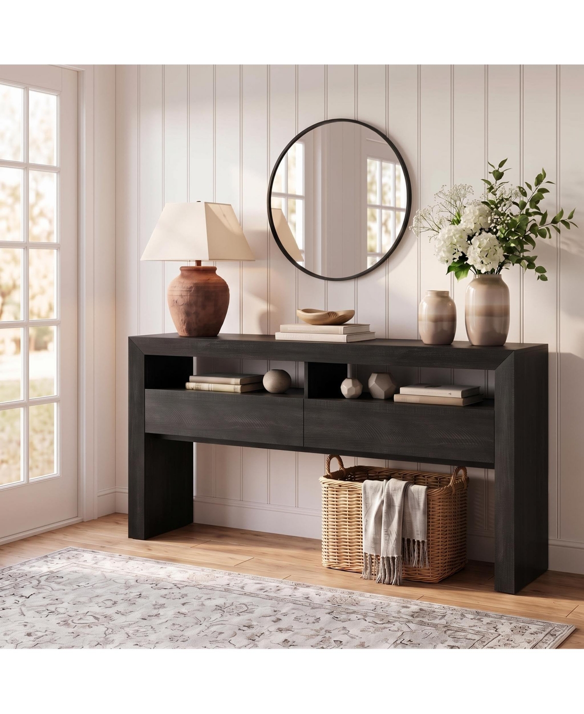 Click here for homfan Console Table with Drawers - 63 Farmhouse E... prices