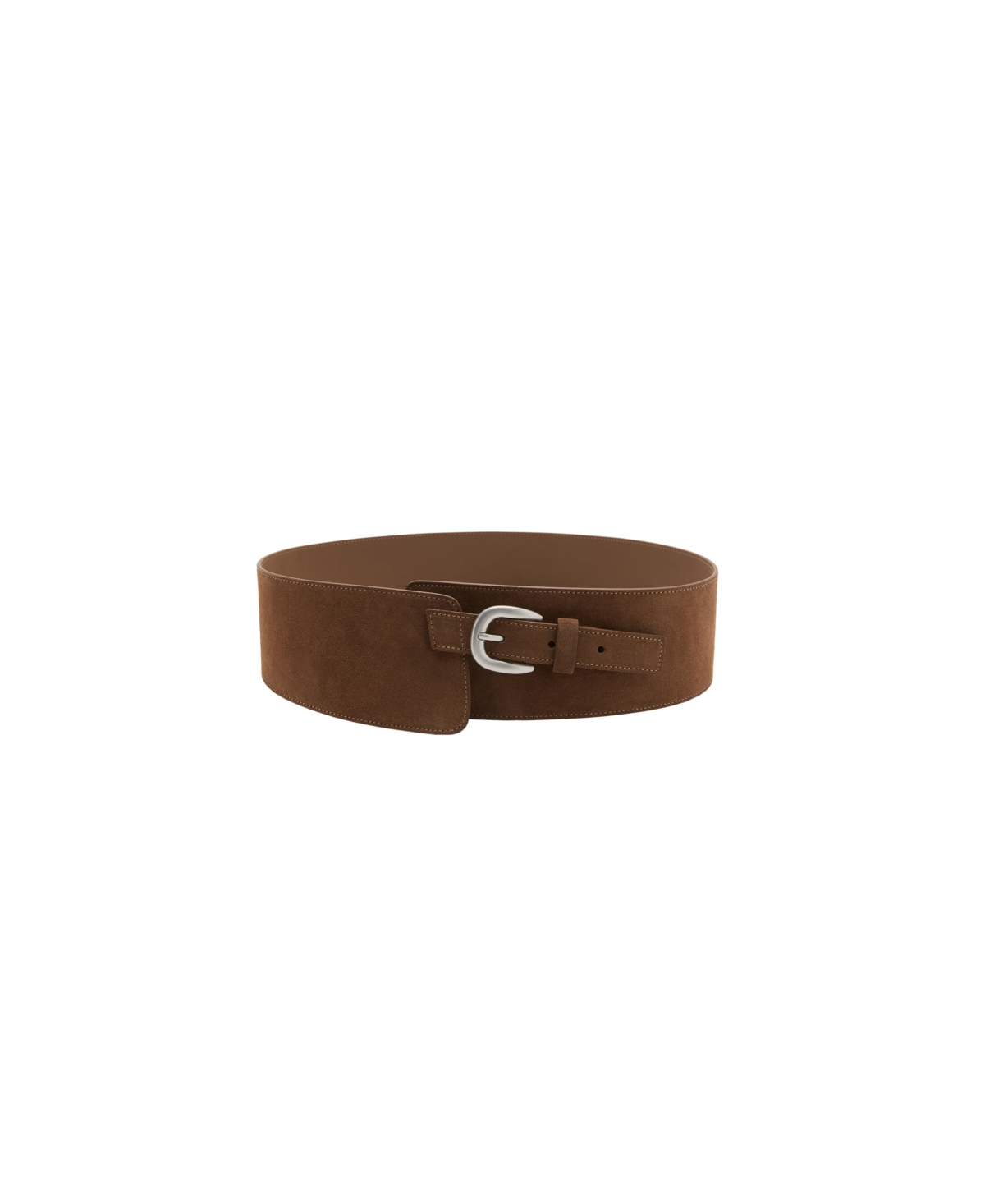 Click here for Mango Womens Wide Split Leather Belt - Brown prices