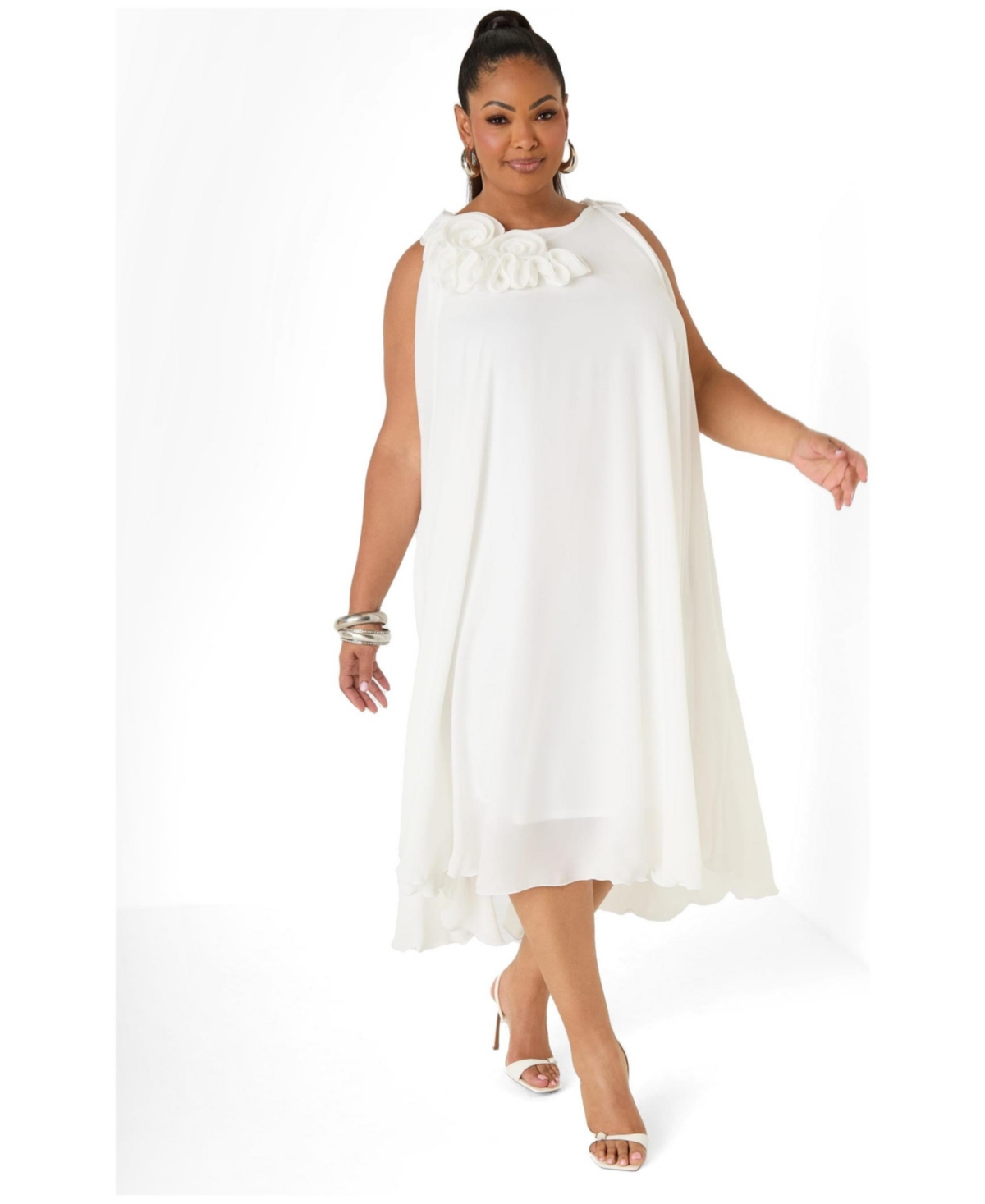 Click here for Ashley Stewart Womens Plus Size Rosette Midi Dress... prices