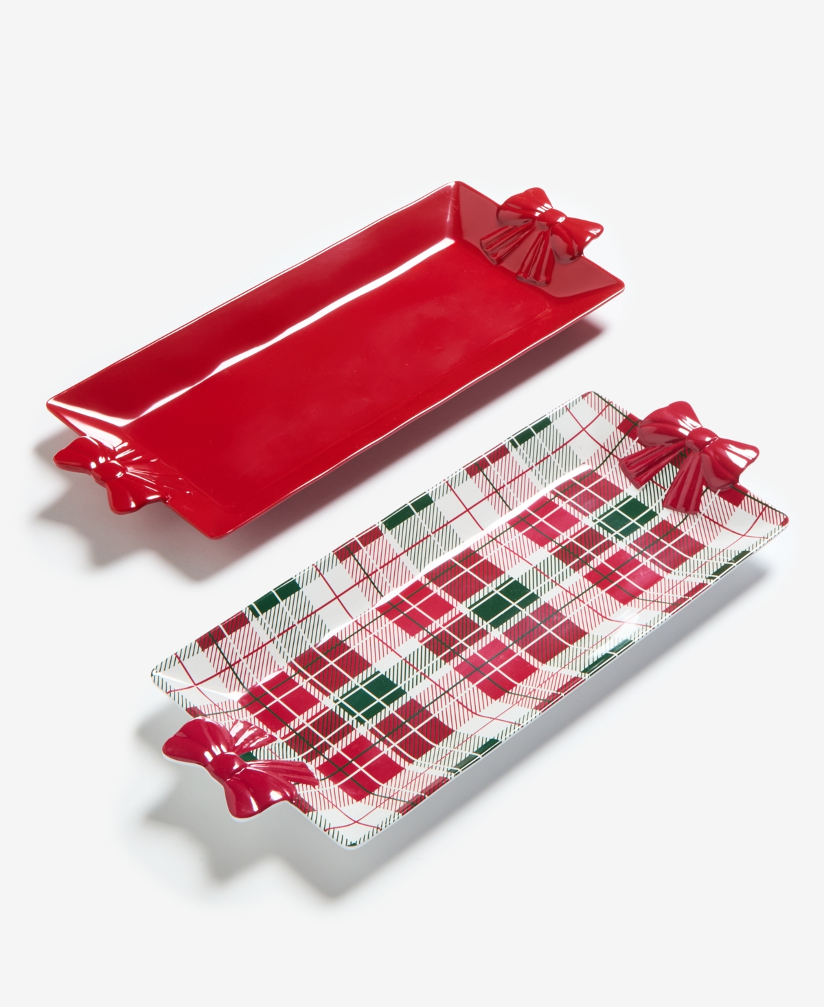 Click here for Tinsel And Frost Melamine Tartan Plaid Bow Tray  S... prices