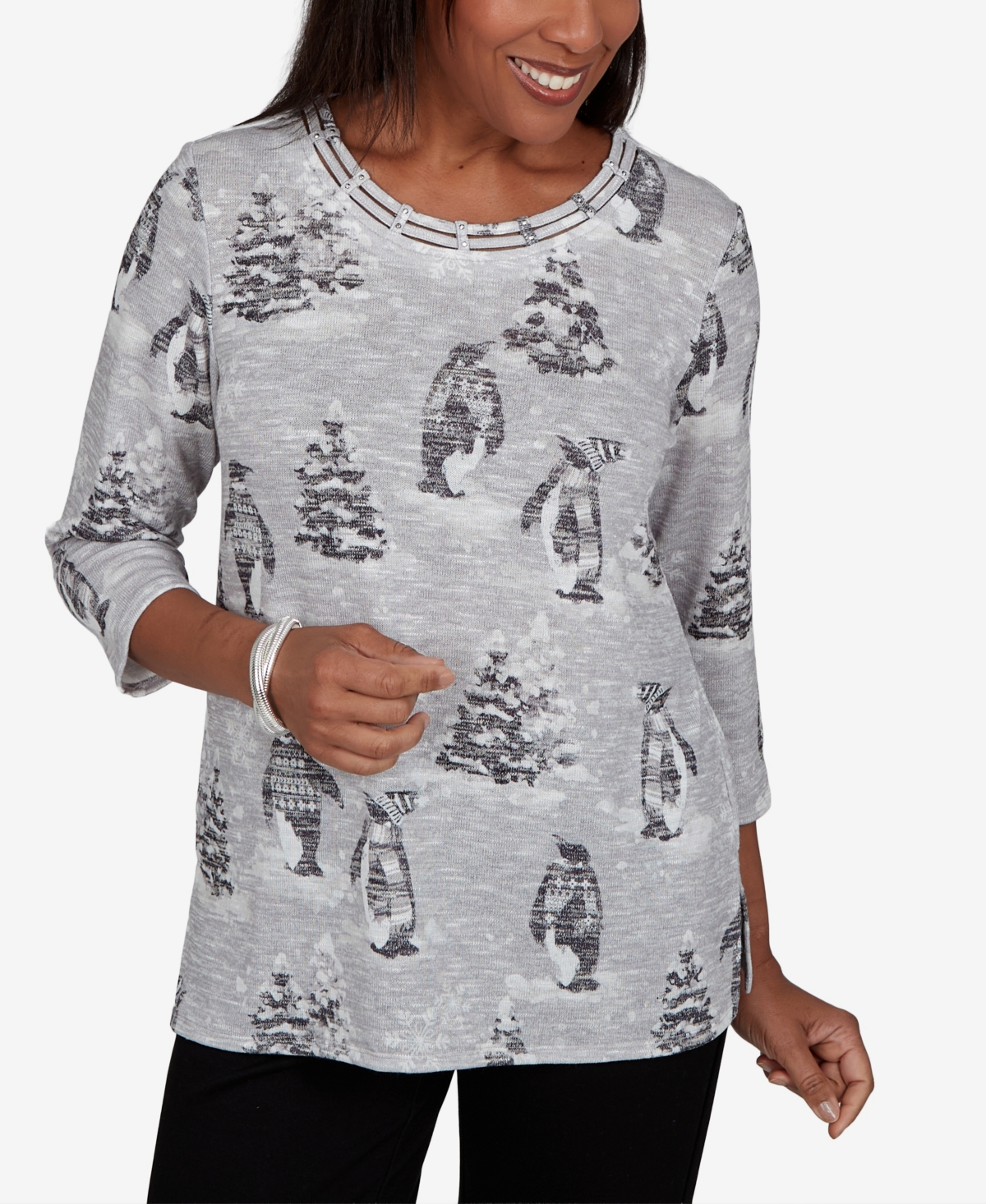 Click here for Alfred Dunner Petite Classic Penguins And Trees Kn... prices