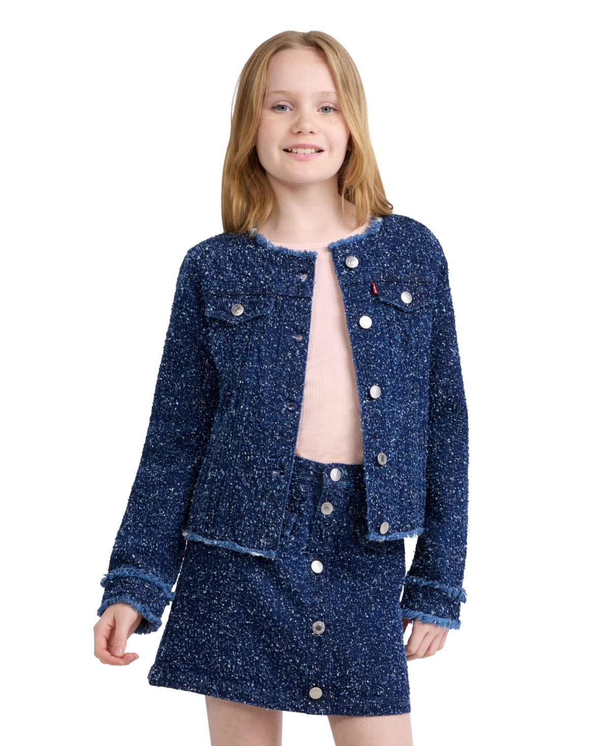 Click here for Levis Girls 7-16 Knicked Collarless Trucker Denim... prices