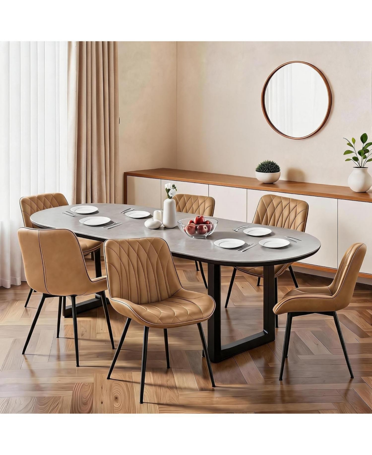 Click here for homfan Set of 6 Faux Leather Dining Chairs with Th... prices