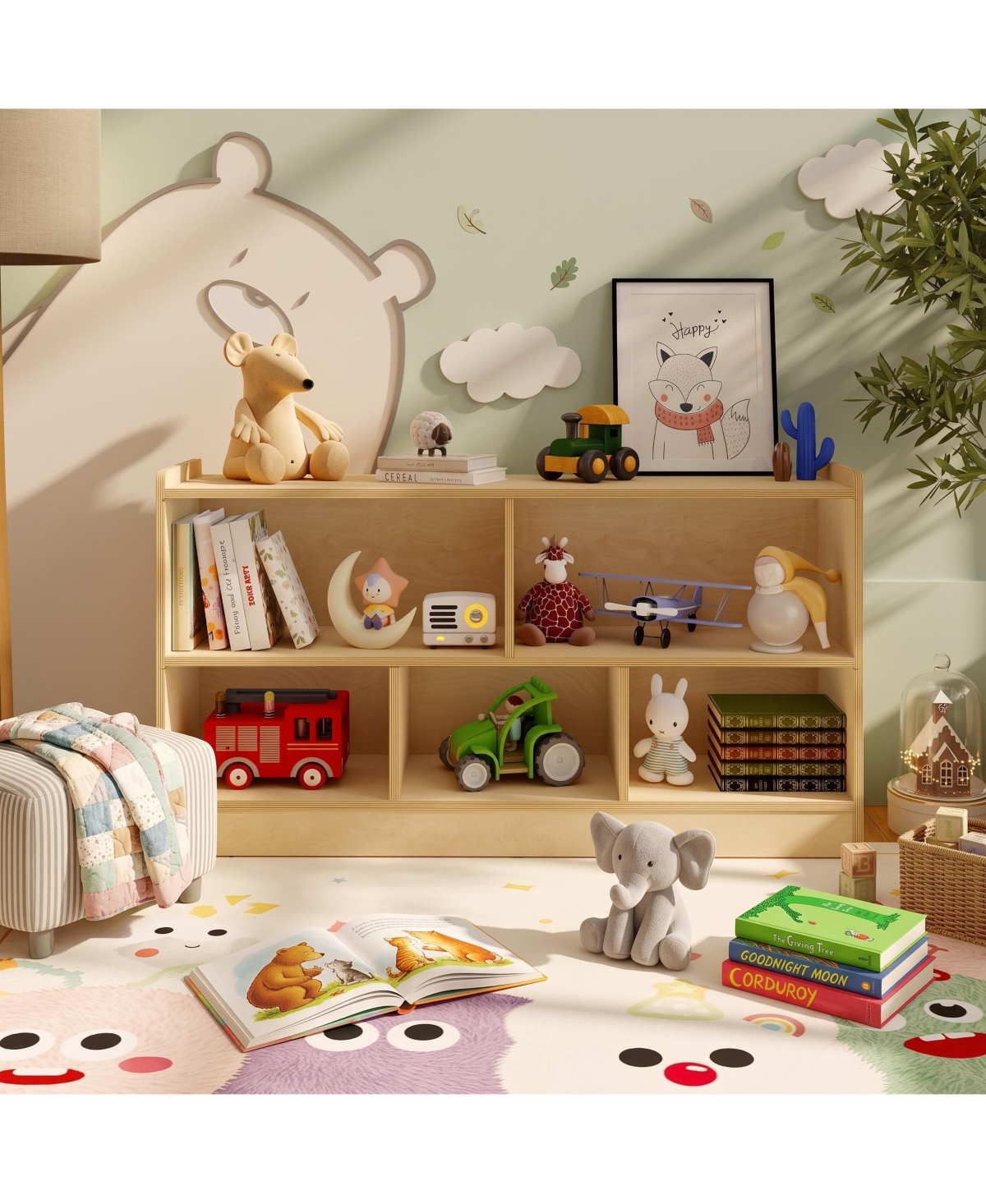 Click here for homfan Wooden Bookshelf  5-Section 2-Tier Toy Stor... prices