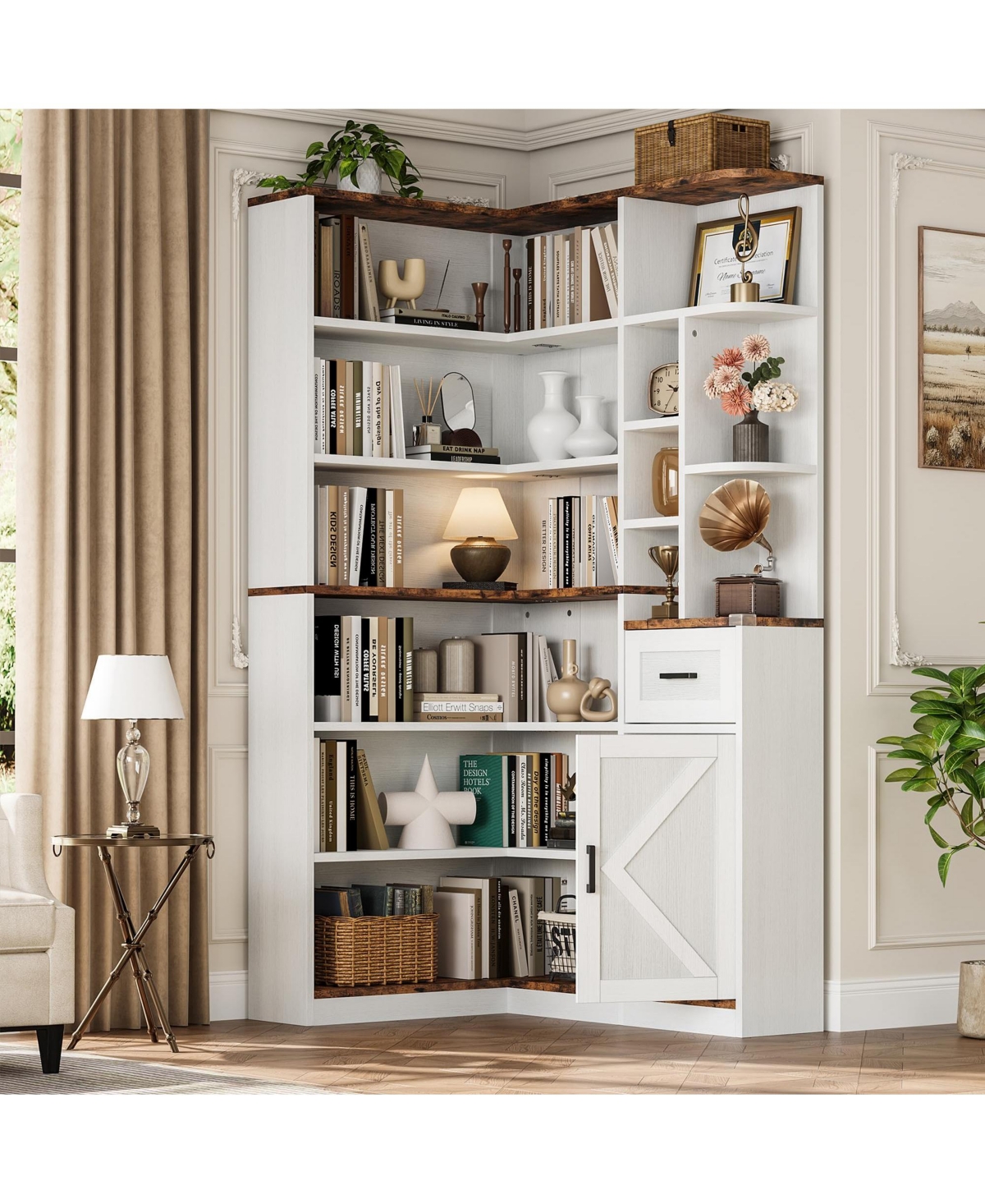 Click here for homfan 74 Tall Corner Bookshelf  6-Tier Book Shelf... prices