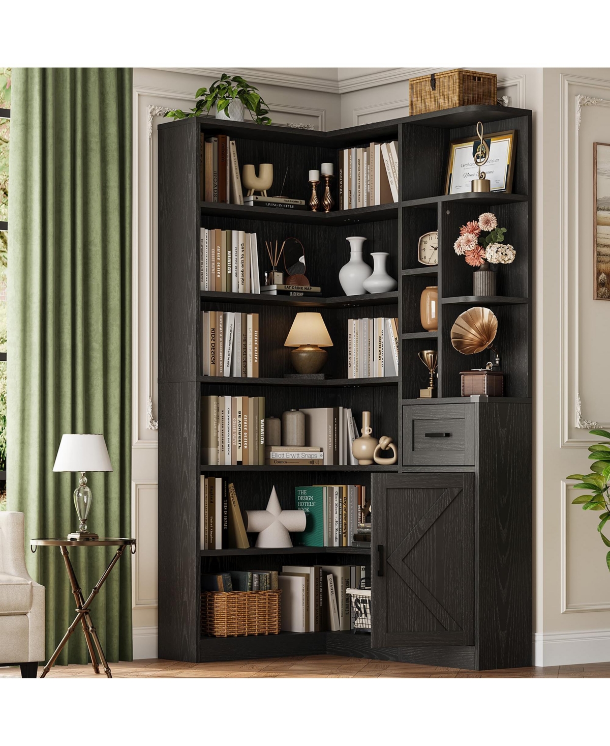 Click here for homfan 74 Tall Corner Bookshelf  6-Tier Book Shelf... prices