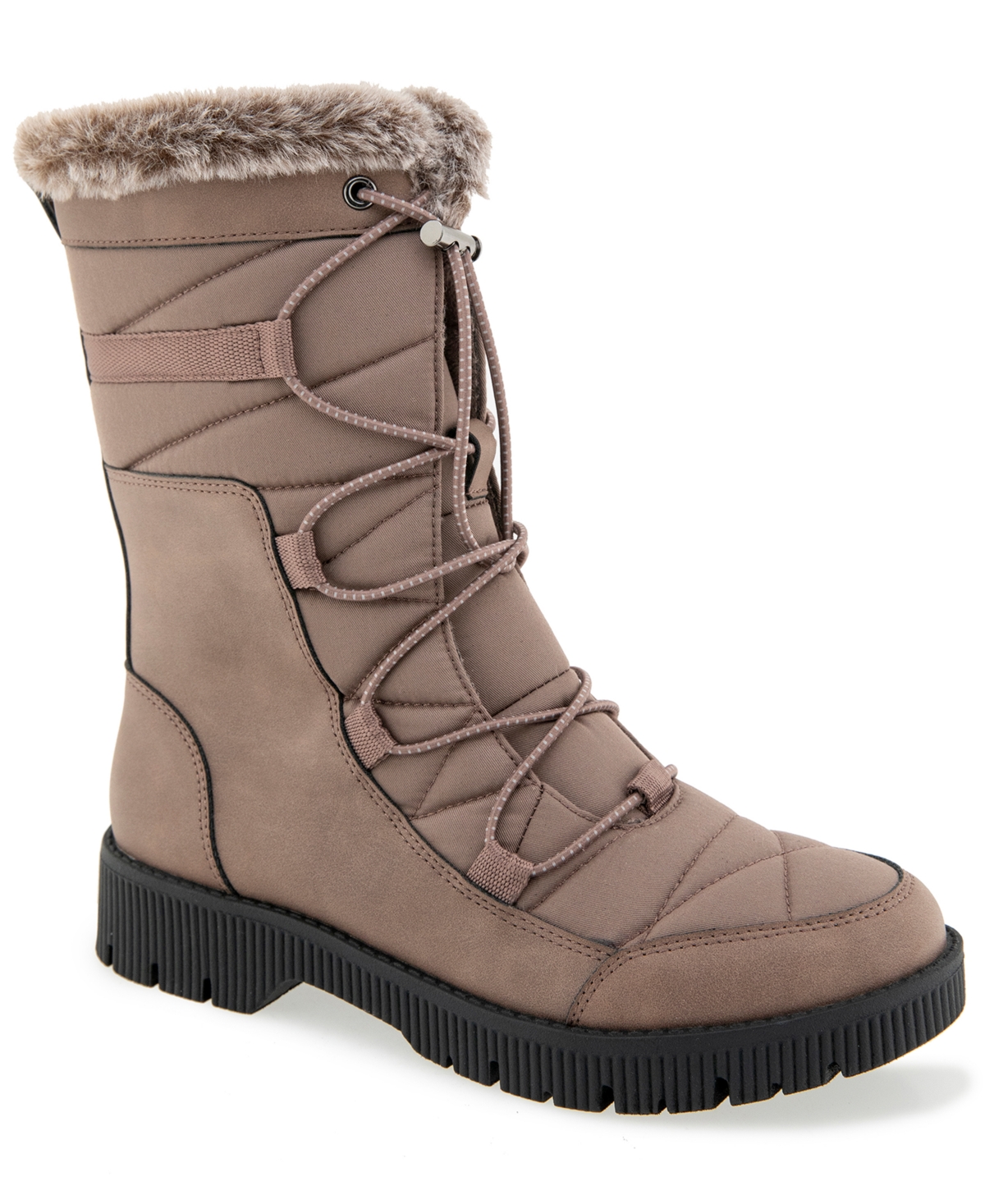 Click here for Jbu Womens Alta Quilted Faux Fur Trim Casual Boots... prices