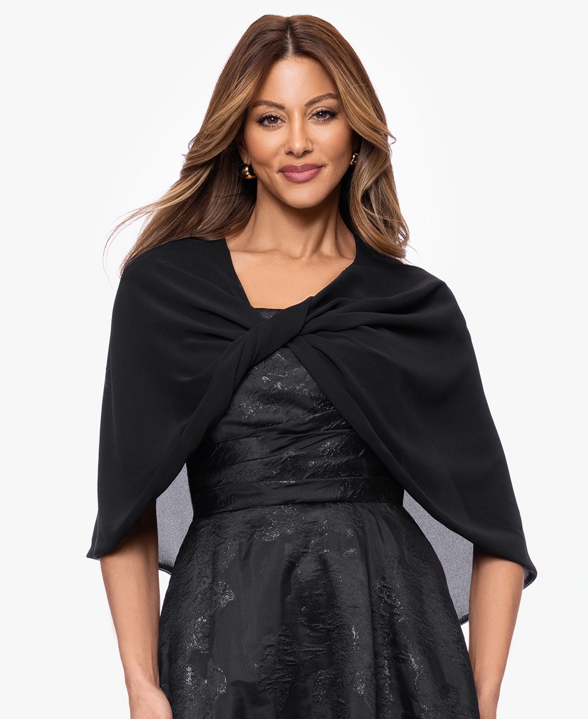 Click here for Betsy & Adam Womens Cape Twist Shawl - Black prices
