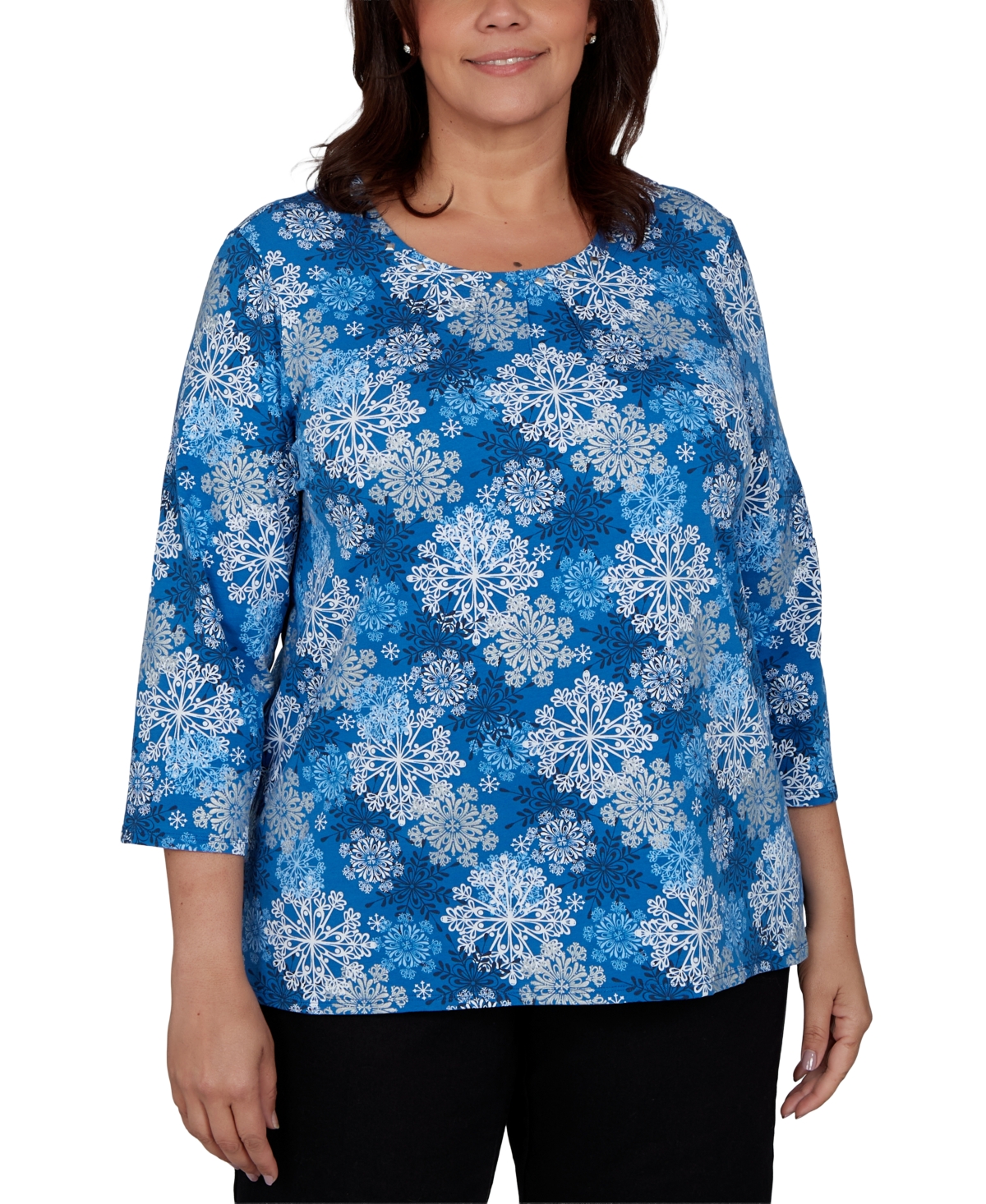 Click here for Alfred Dunner Plus Size Classic Blue Snowflake Pri... prices