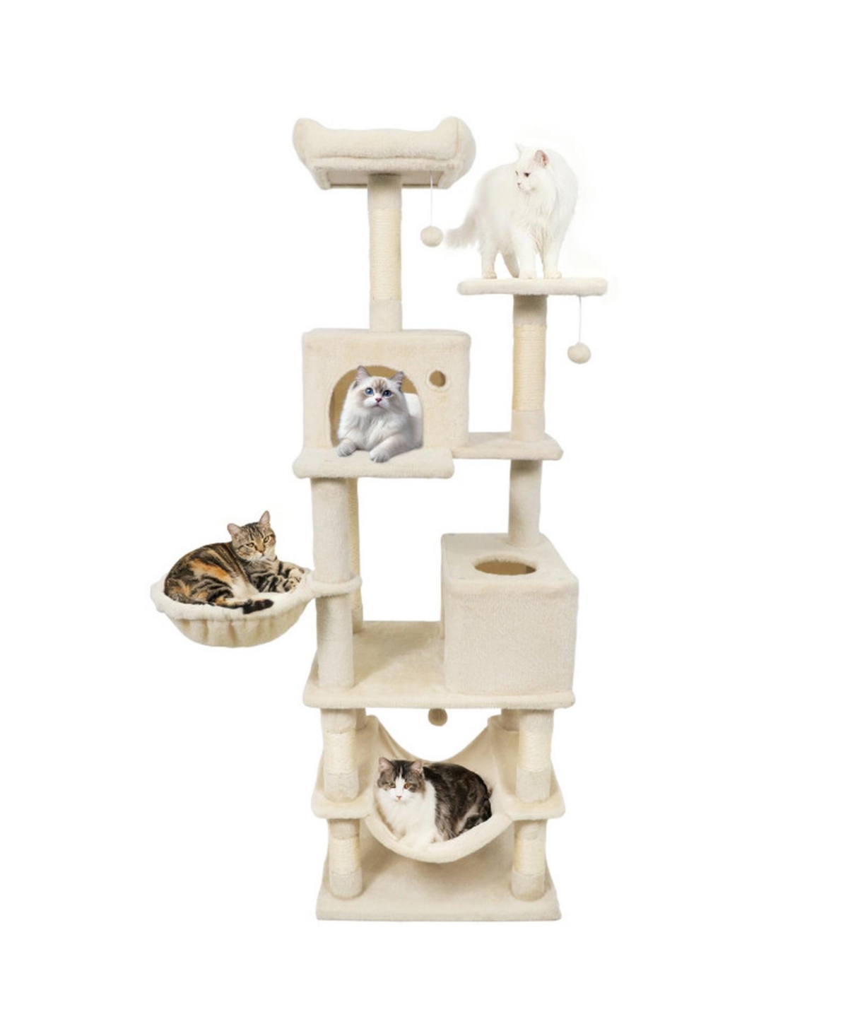 Click here for Hongge 66 Inch Cat Tree with 2 Condos Hammock Bask... prices