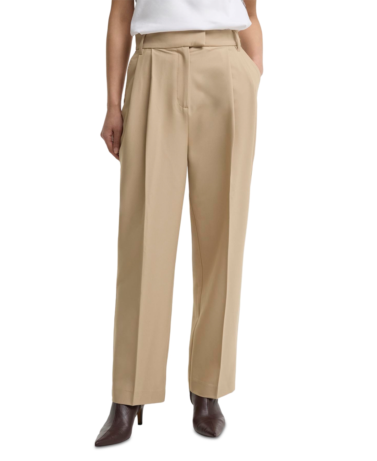 Click here for Barbour Womens Fawne Straight-Leg Pleated Trousers... prices