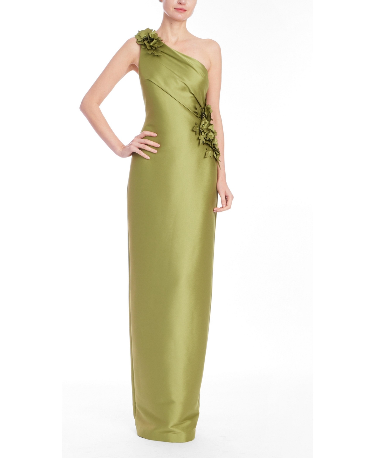 Click here for Badgley Mischka Womens One-Shoulder Floral Column... prices