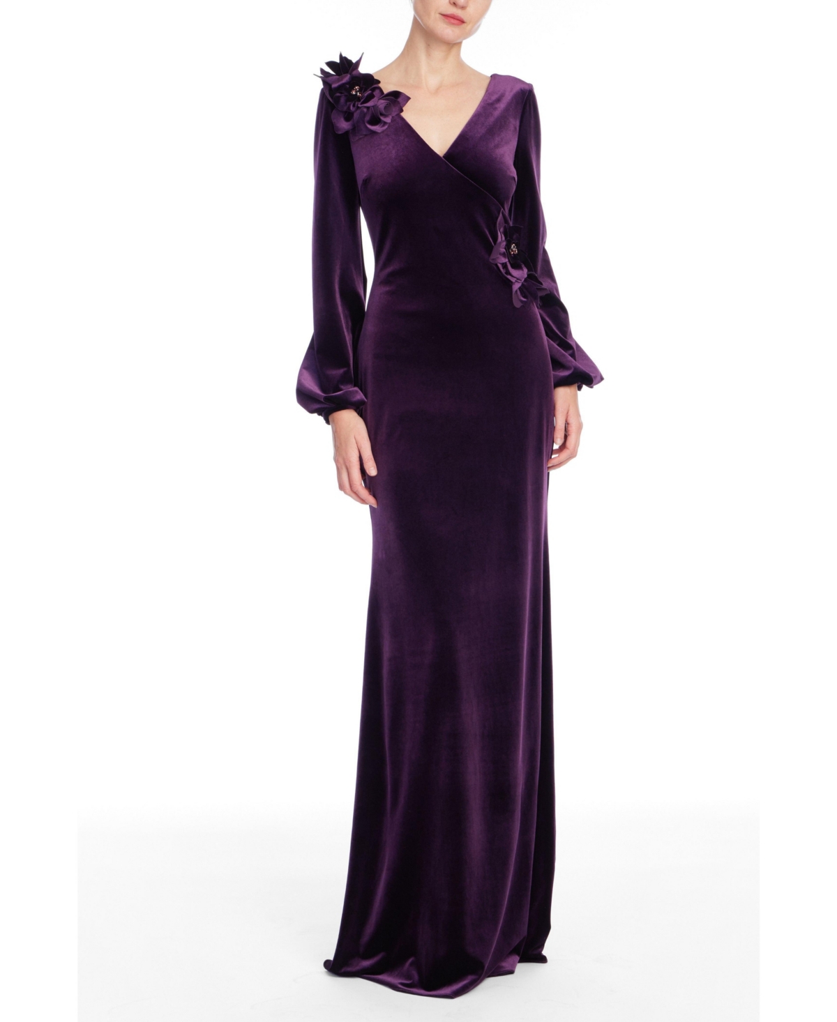 Click here for Badgley Mischka Womens Floral Velvet Gown prices