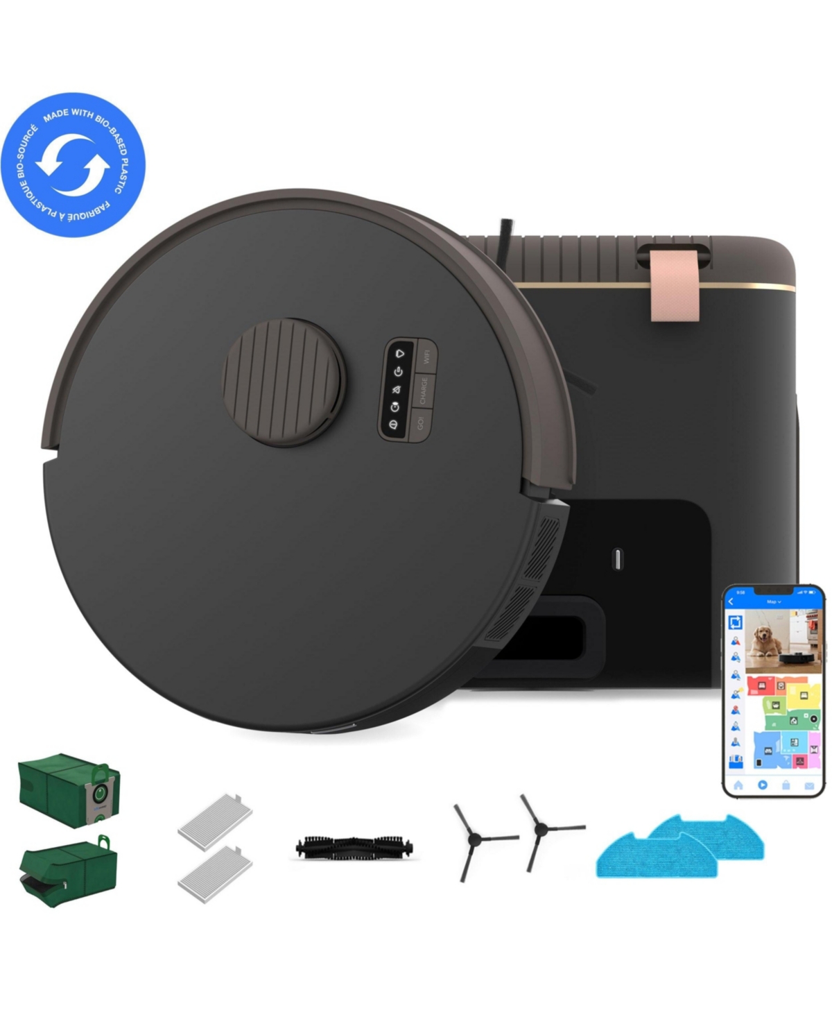 Click here for bObsweep Bio Robot Vacuum and Mop  3L Charcoal-Lin... prices