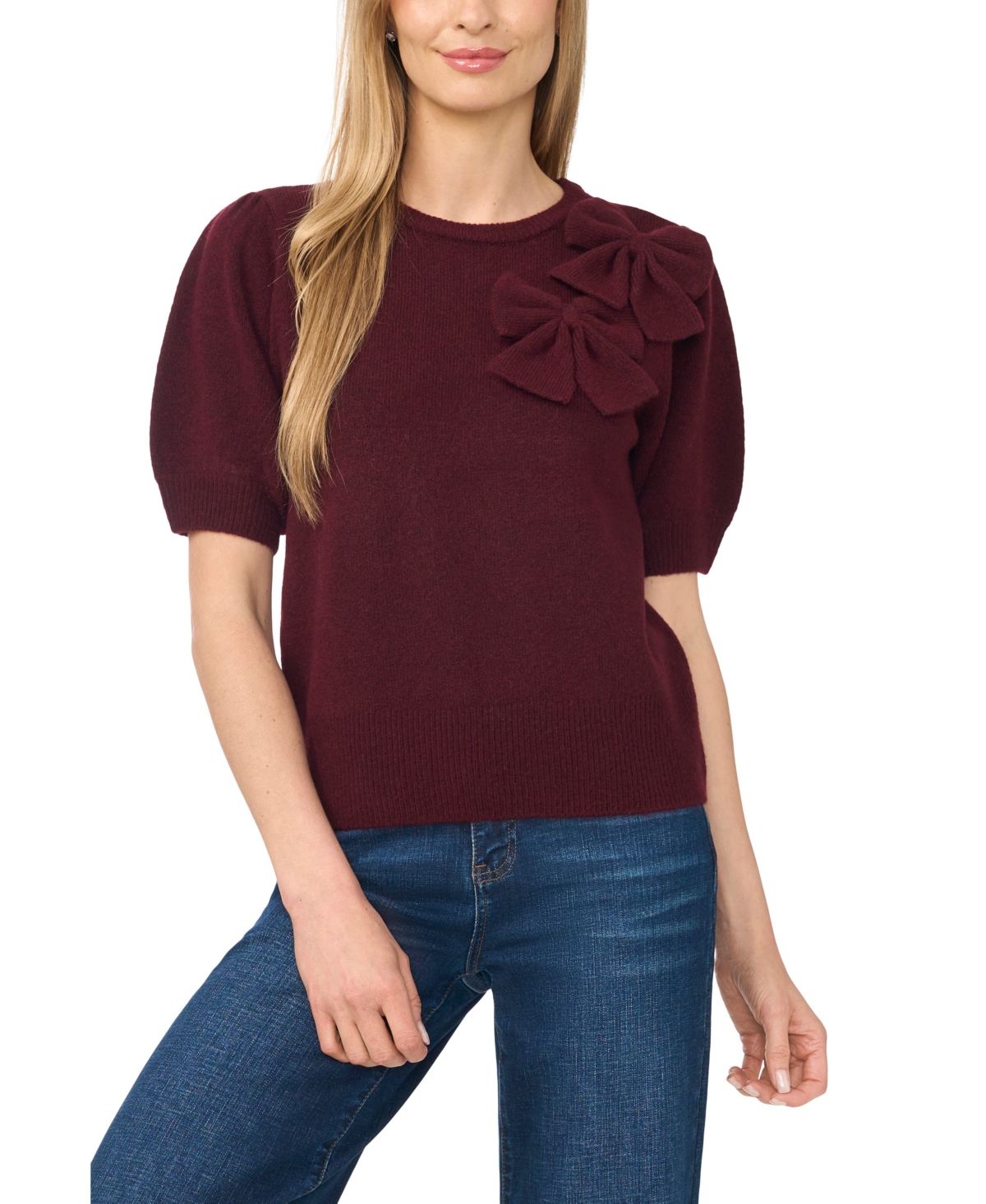 Click here for CeCe Womens Ribbon Crewneck Short-Sleeve Sweater -... prices